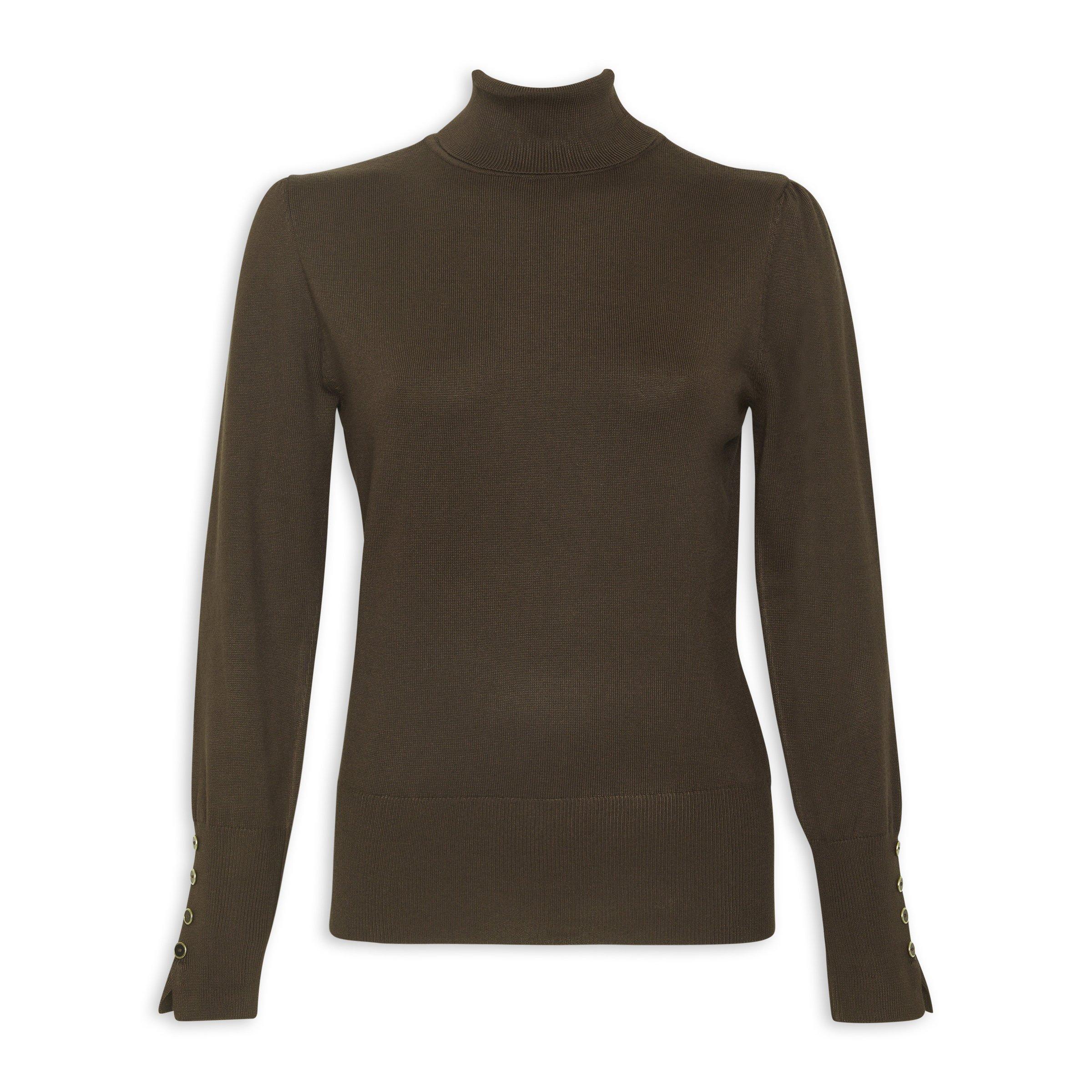 Dark Brown Knit Top with Button Detail (3203785) | Truworths