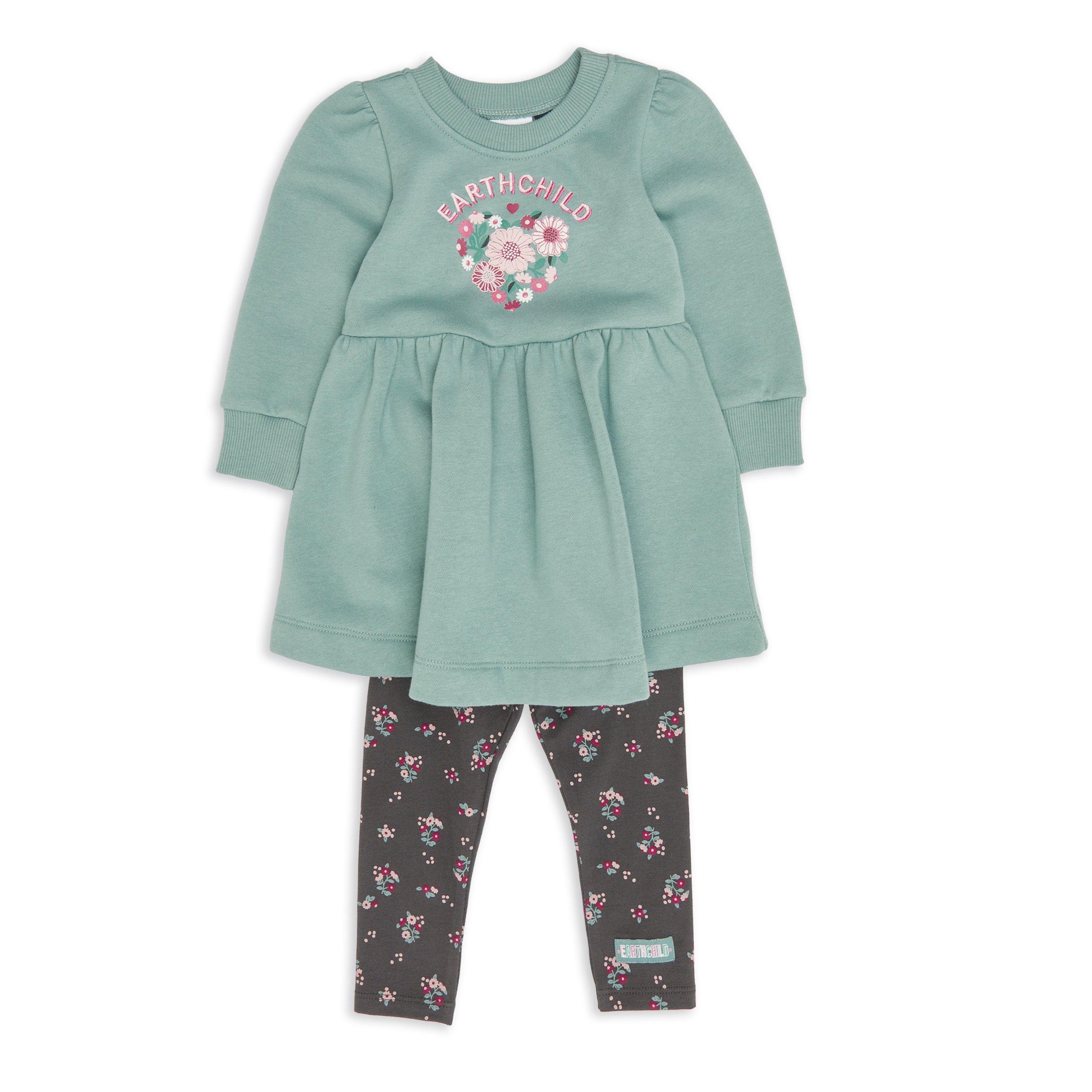 Baby Girls Green Dress and Leggings Set (3204469) | Earthchild