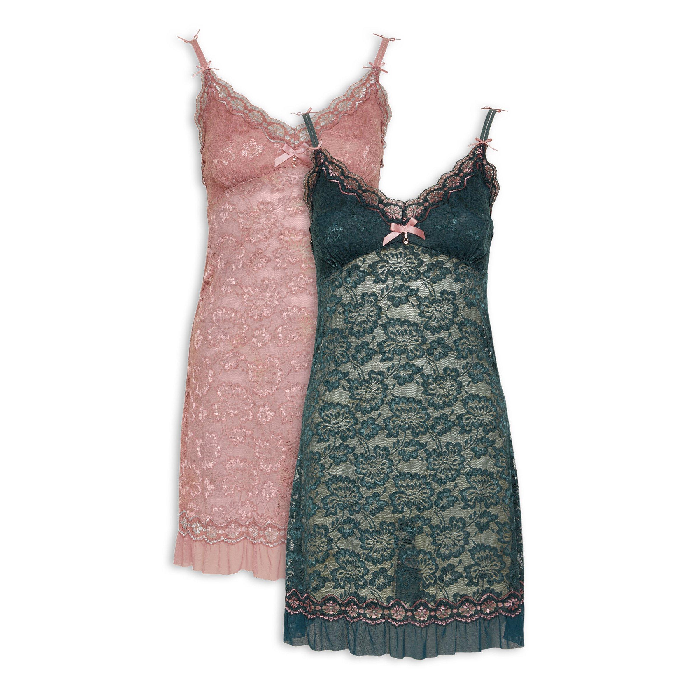 Green and Pink Lace Chemise 2-pack (3205156) | Intrigue