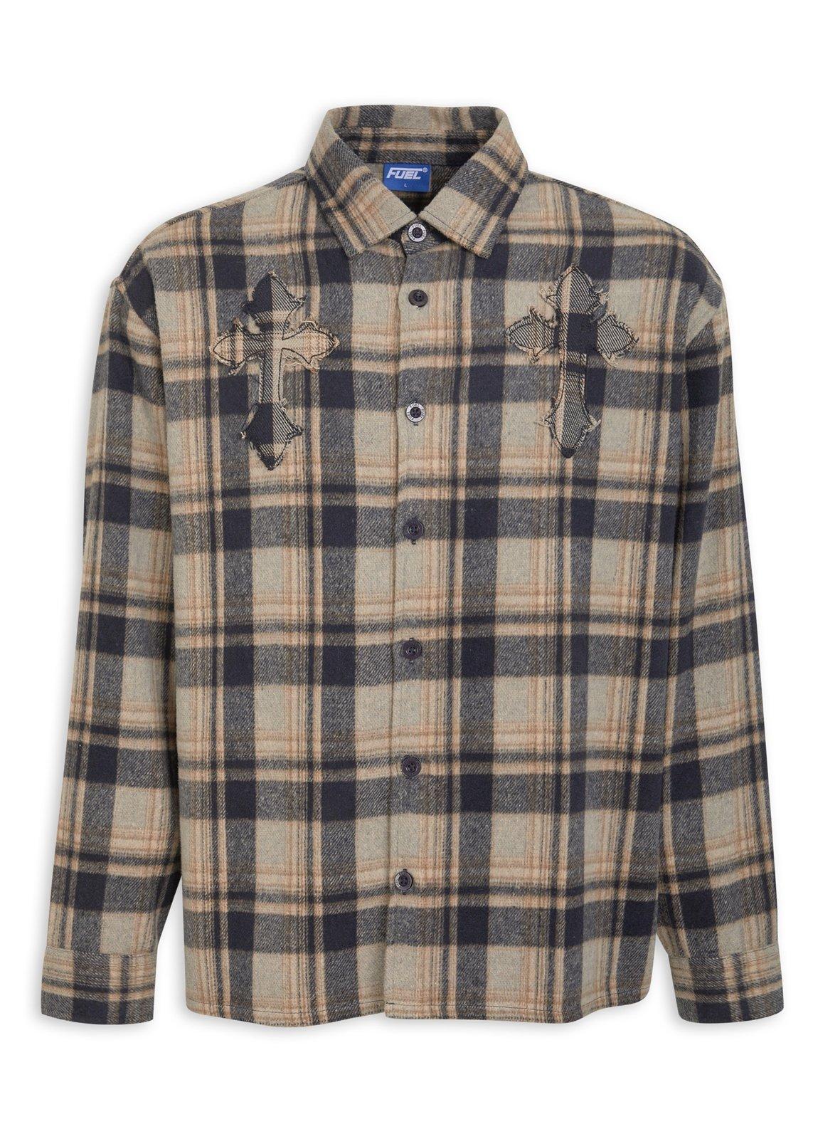 Brown Check Shacket (3205457) | Fuel
