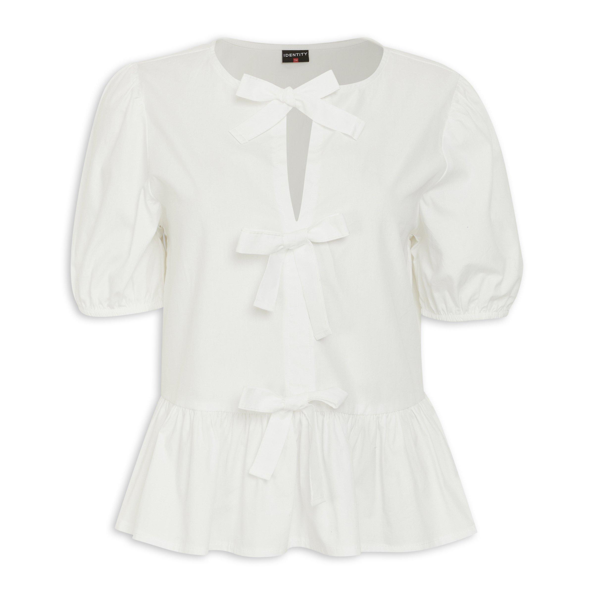 White Shell Top with Ribbon Detail (3205849) | Identity