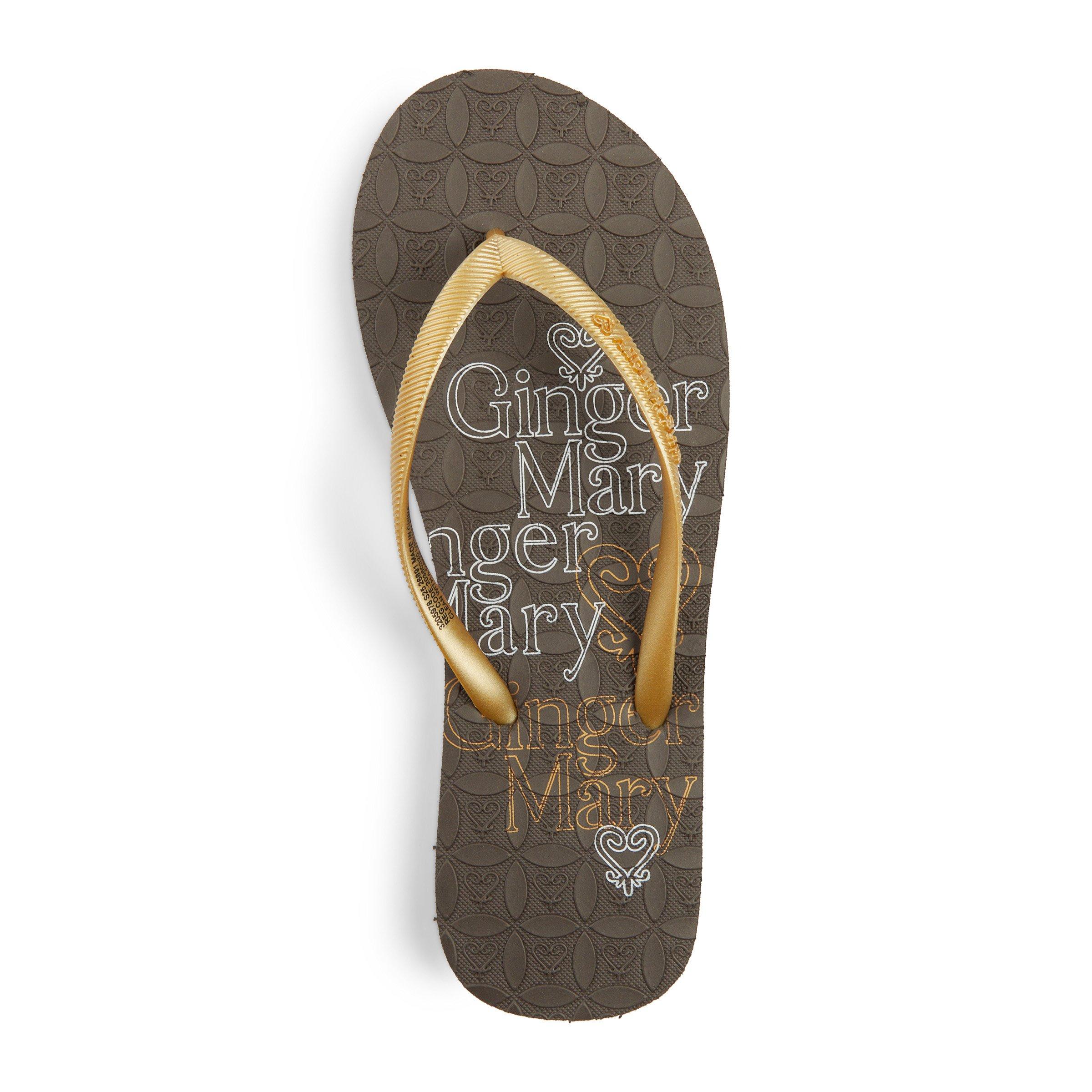 Brown Embossed Flip Flops (3205978) | Ginger Mary