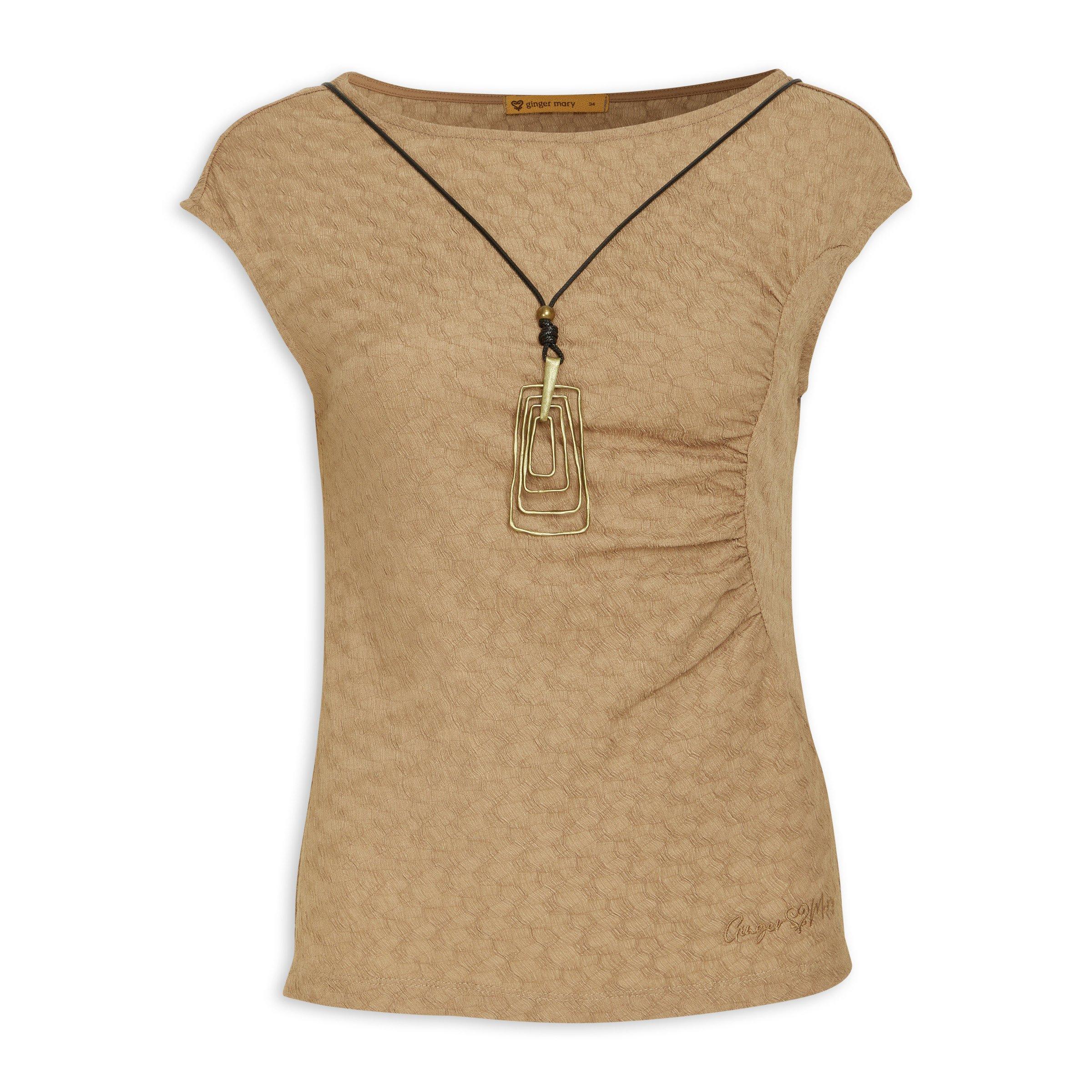 Beige T-shirt with Necklace (3206486) | Ginger Mary