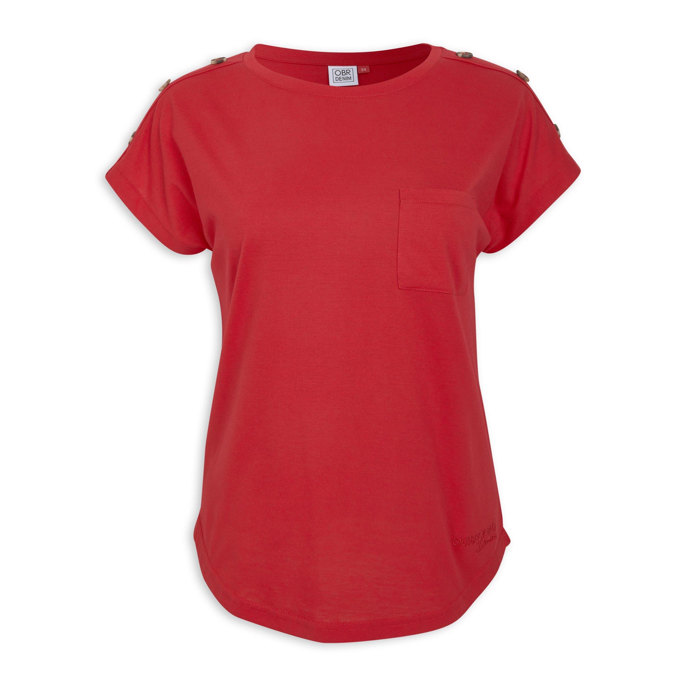 Red T-shirt with Button Detail (3206699) | OUTBACK RED