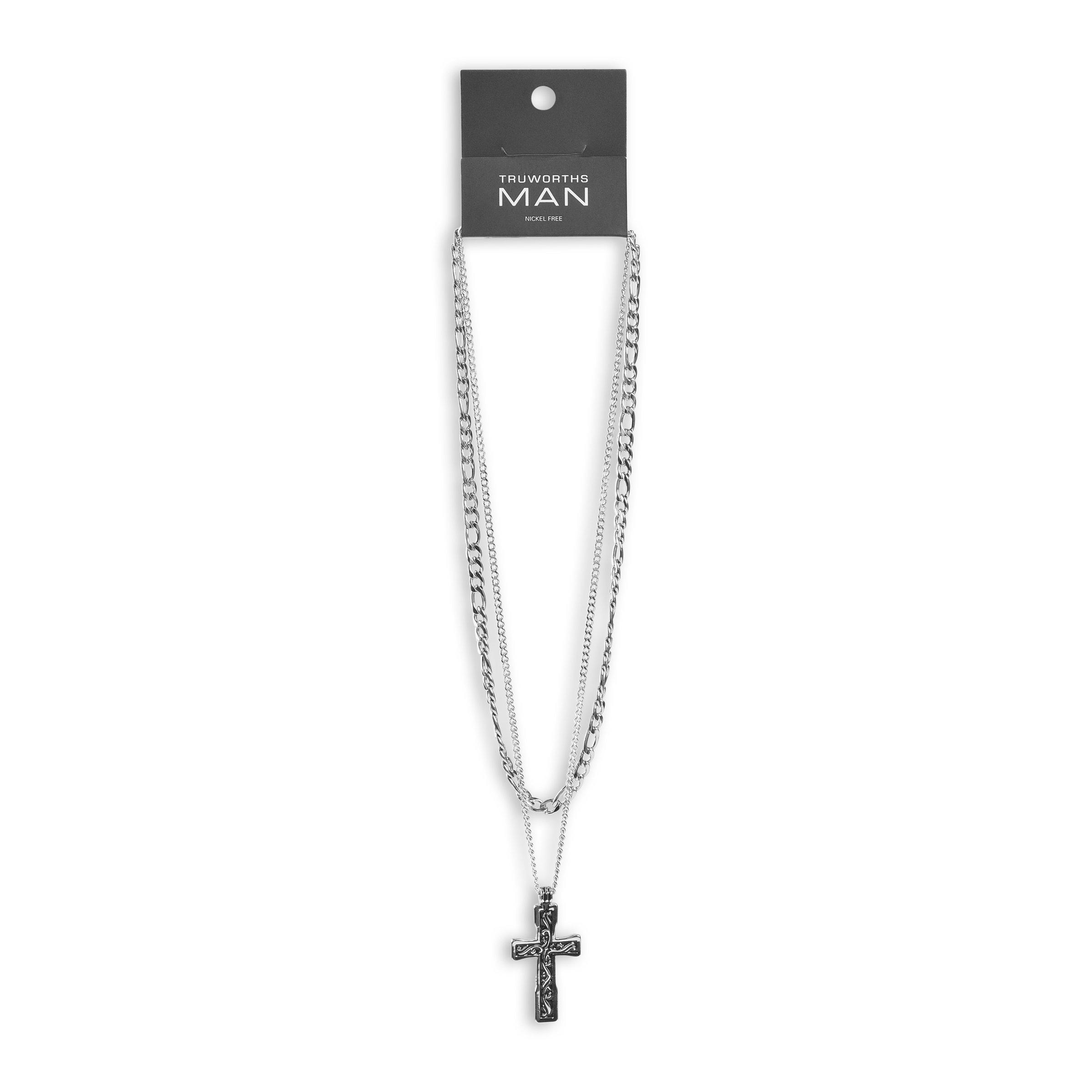 Silver Double Chain with Cross (3206703) | Truworths Man