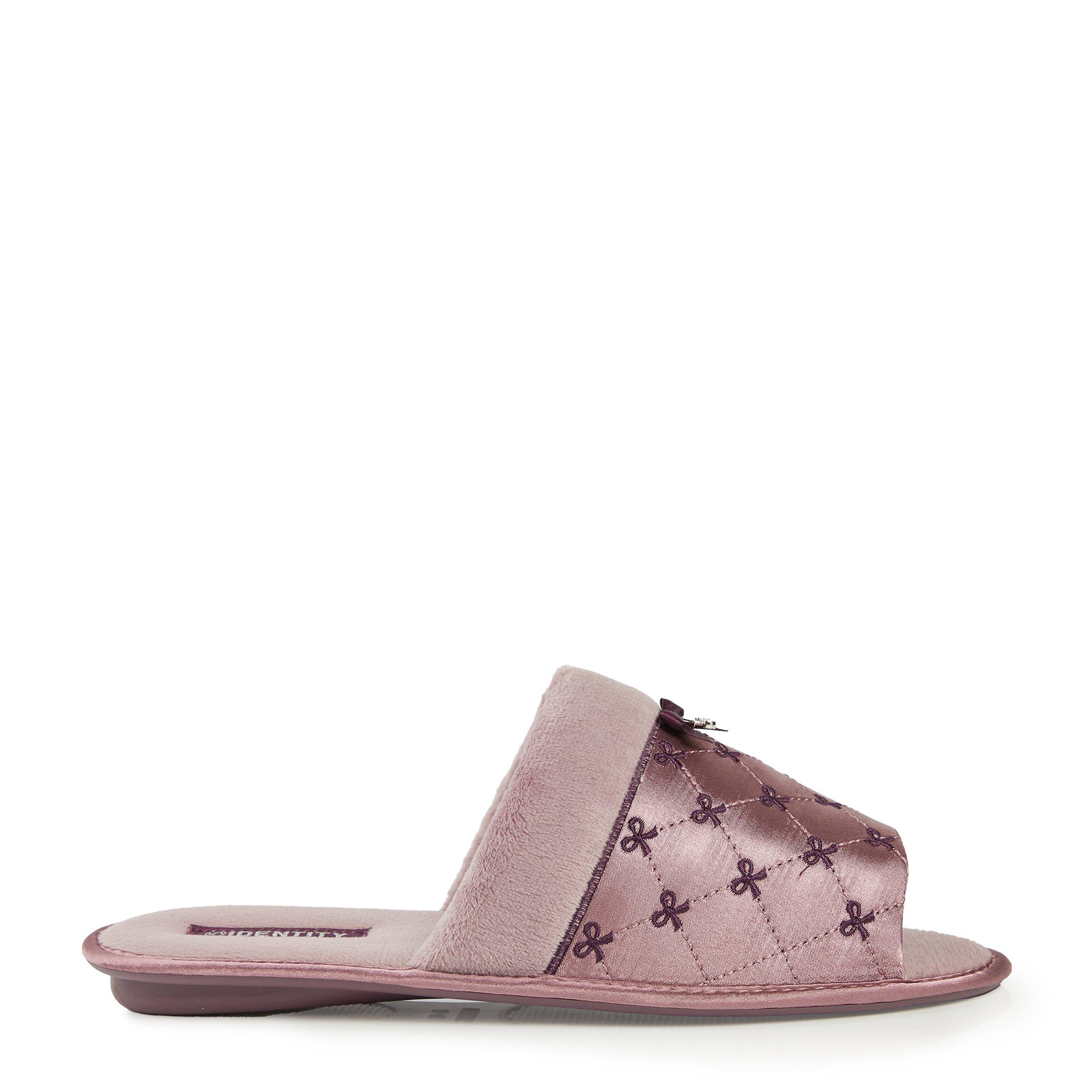 Purple Bow Satin Open Toe Slippers (3206746) | Identity