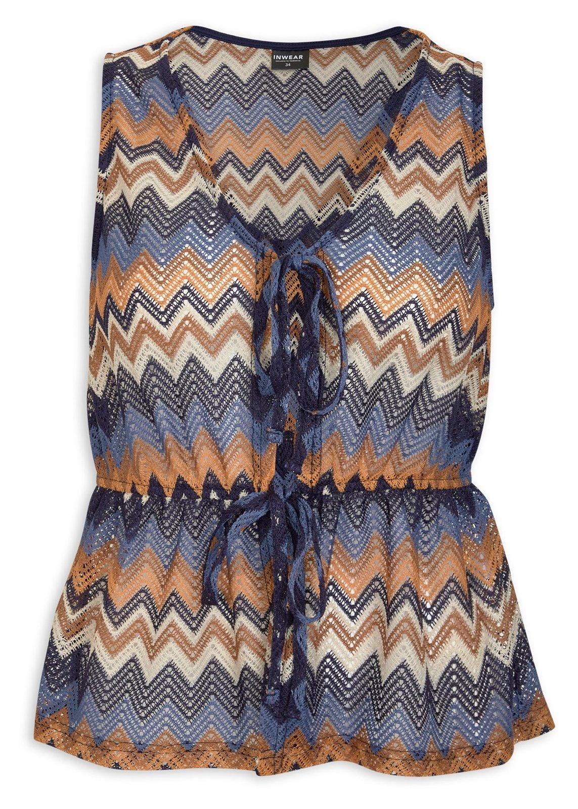 Blue and Beige Chevron Print Knit Top (3207220) | Inwear
