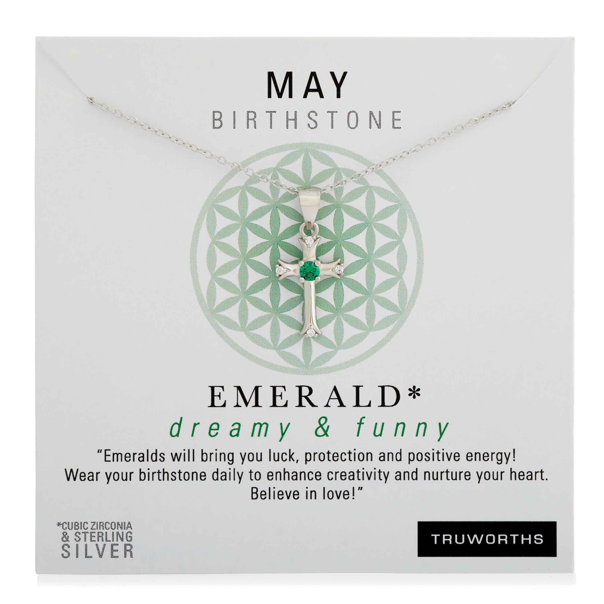 May Birthstone Cross Pendant (3207320) | Sterling Silver