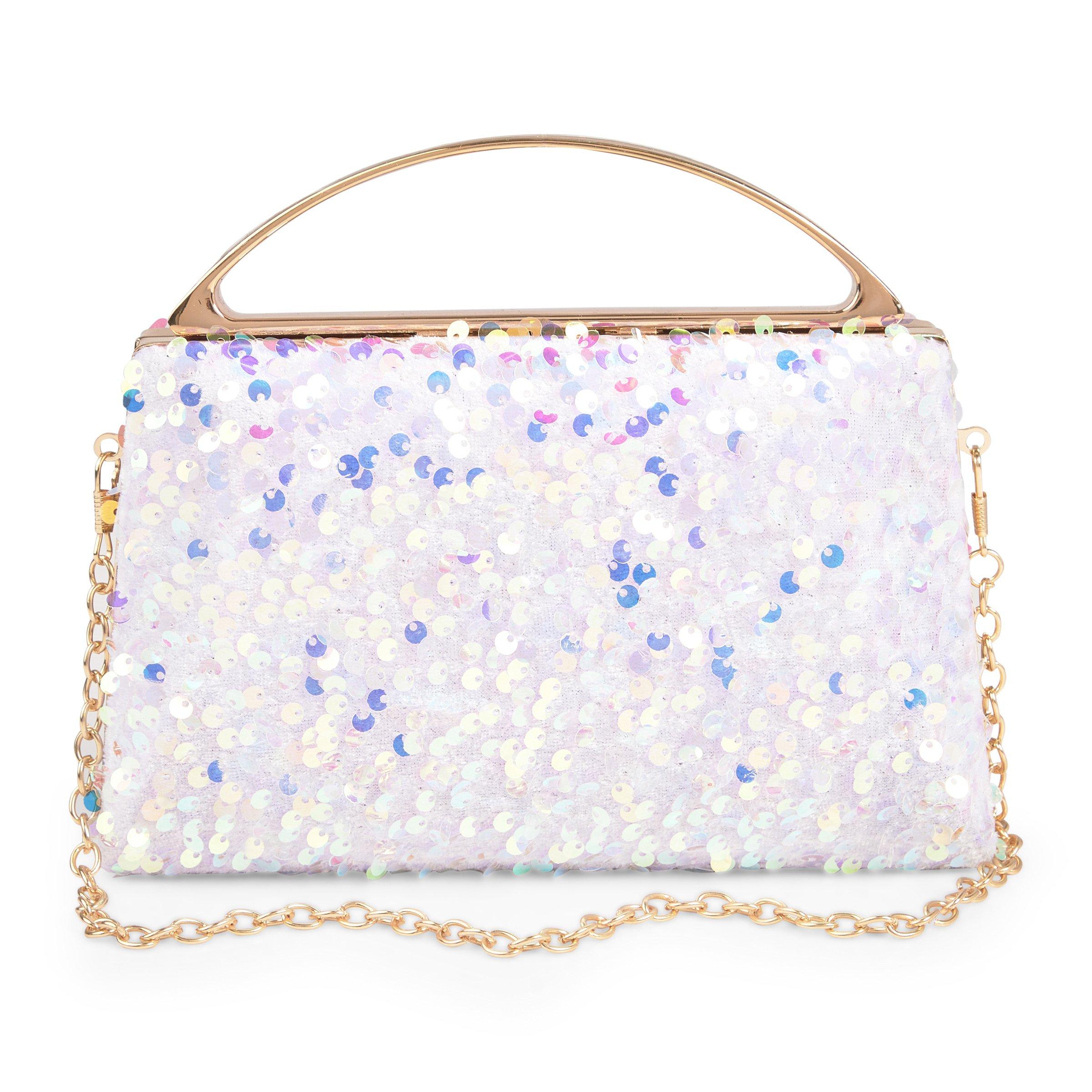 White Sequins Rectangle Clutch Bag (3207918) | Chameleon