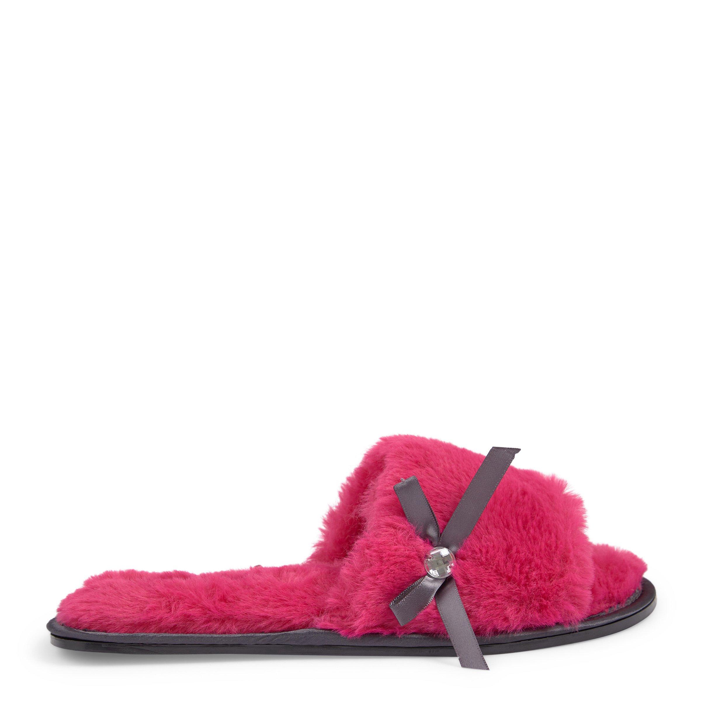 Cerise Pink Plush Slippers (3208101) | Intrigue