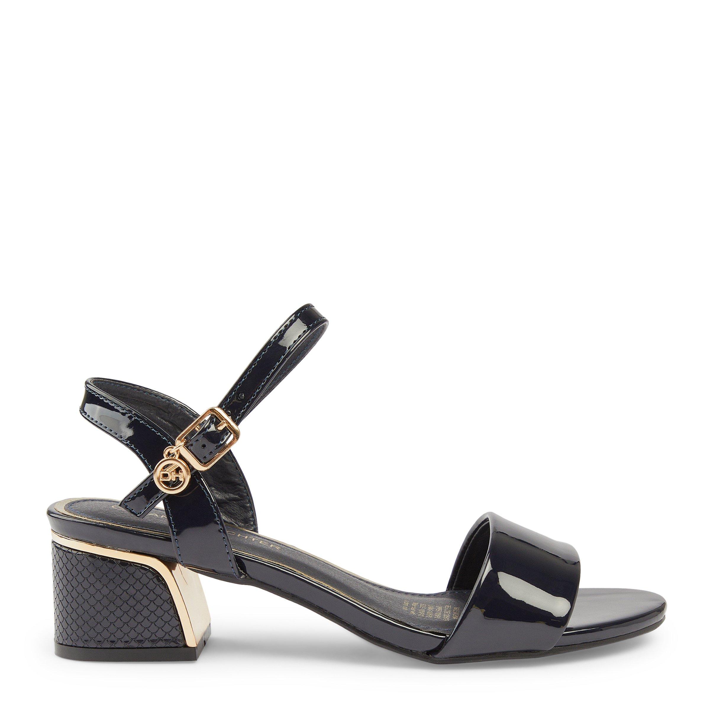Navy and Gold Patent Block Heel Sandal (3208380) | Daniel Hechter