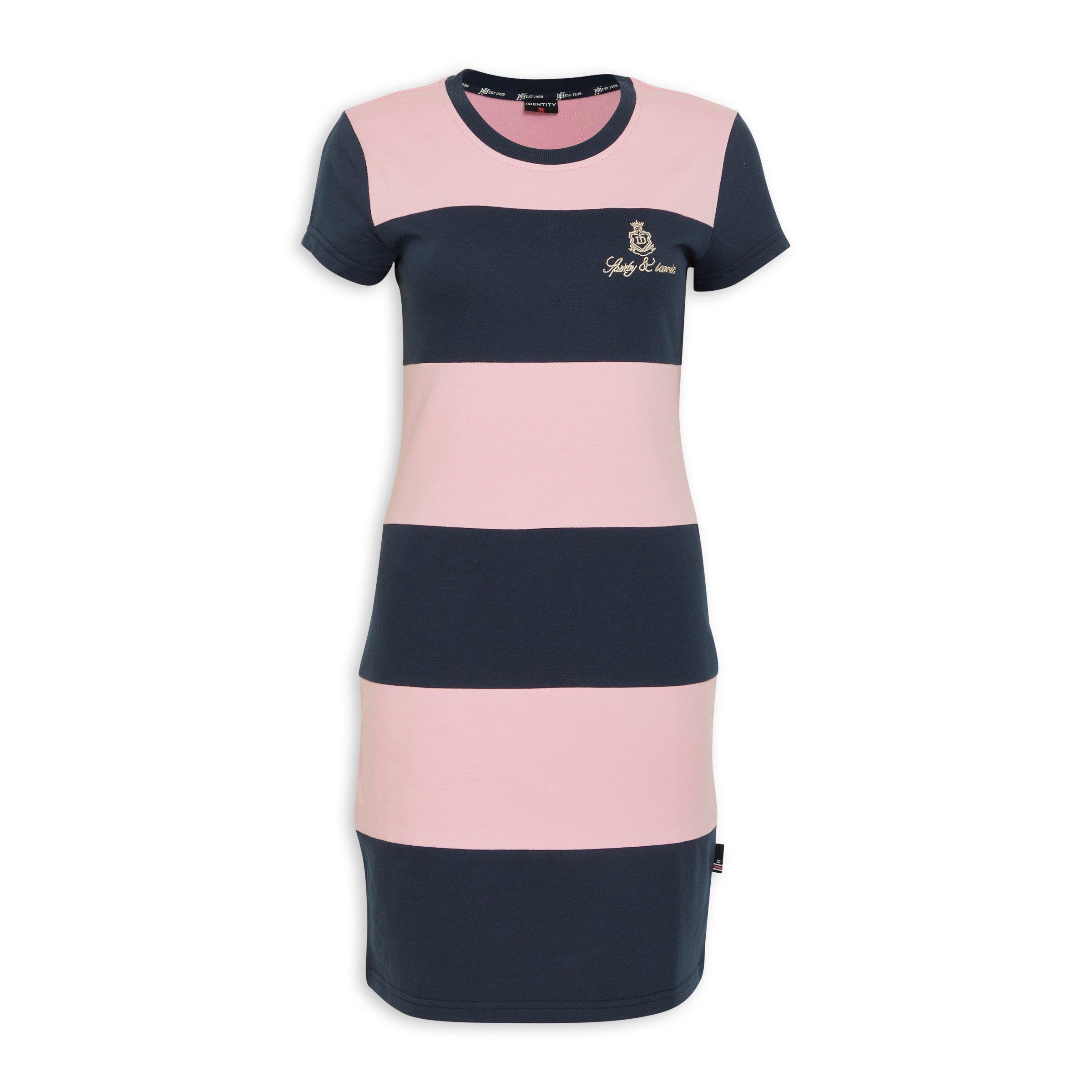Pink and Navy Striped Dress (3208510) | Identity
