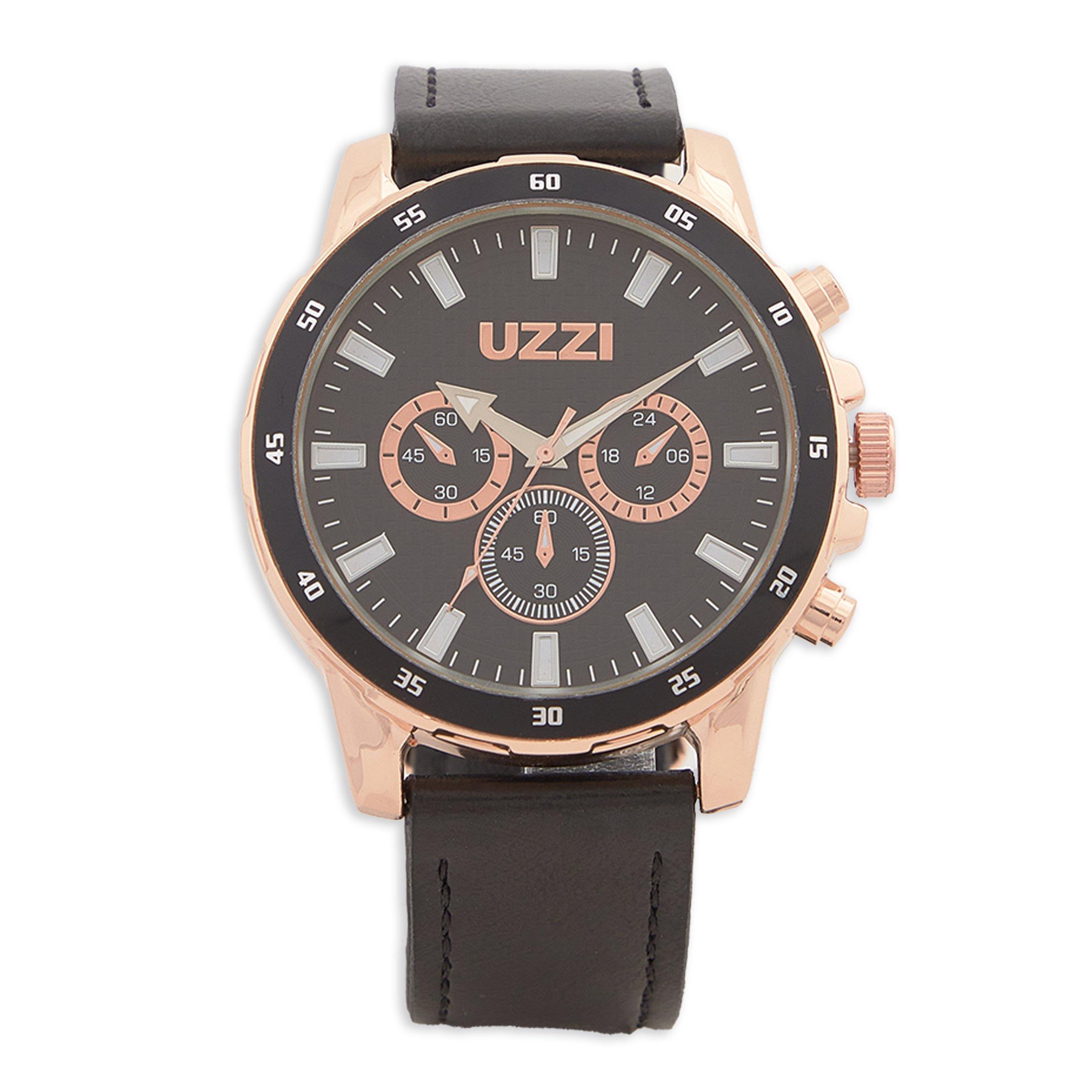 Uzzi Rose Gold and Black PU Watch (3208519) | Truworths Man
