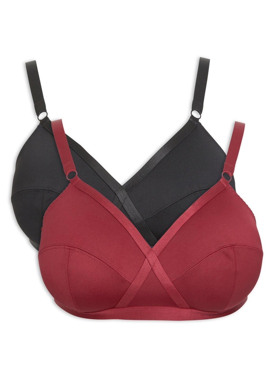 2-pack Red and Black Crossover Bras (3208666) | Finnigans