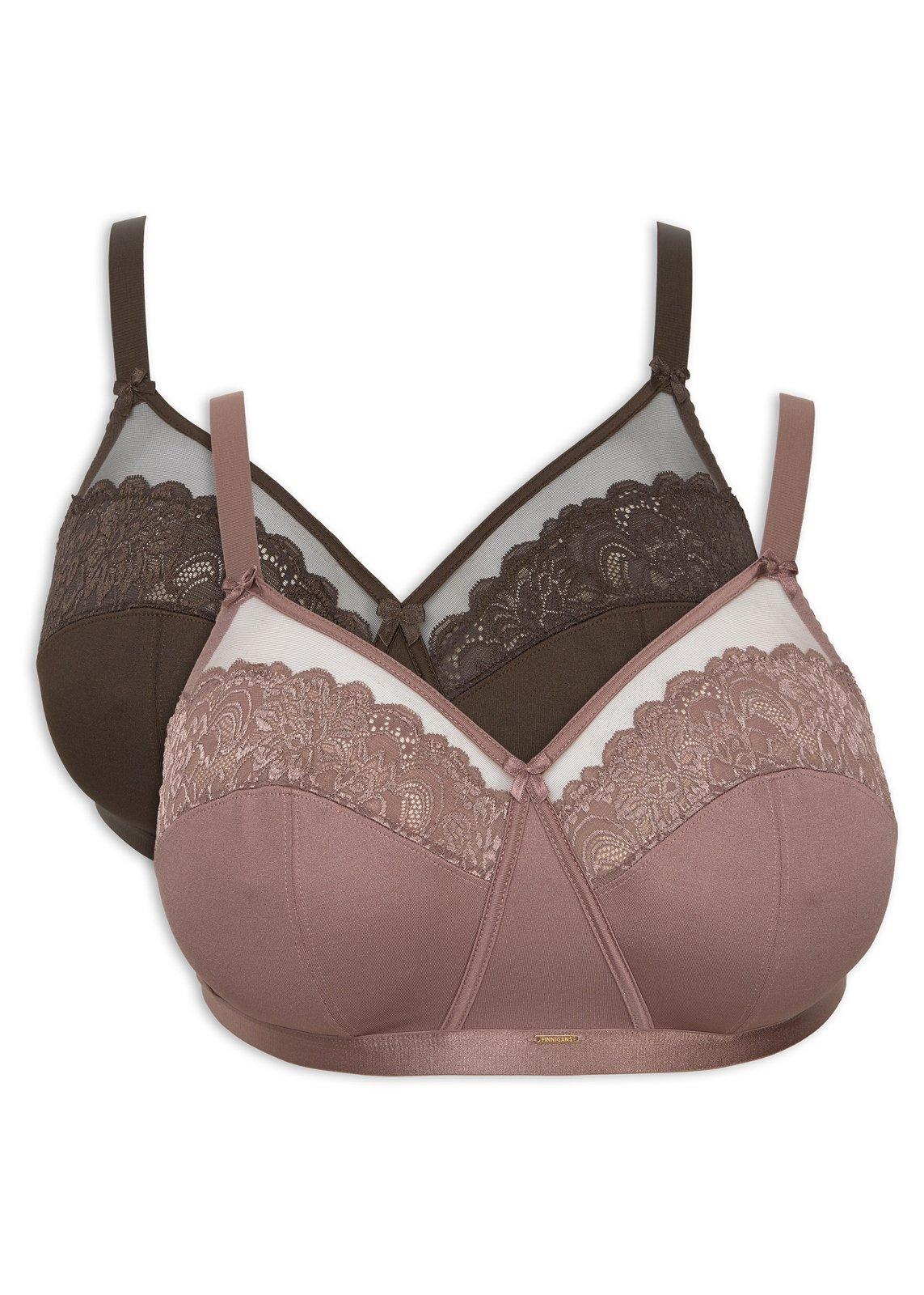 2-pack Brown Lace Crossover Bras (3208788) | Finnigans