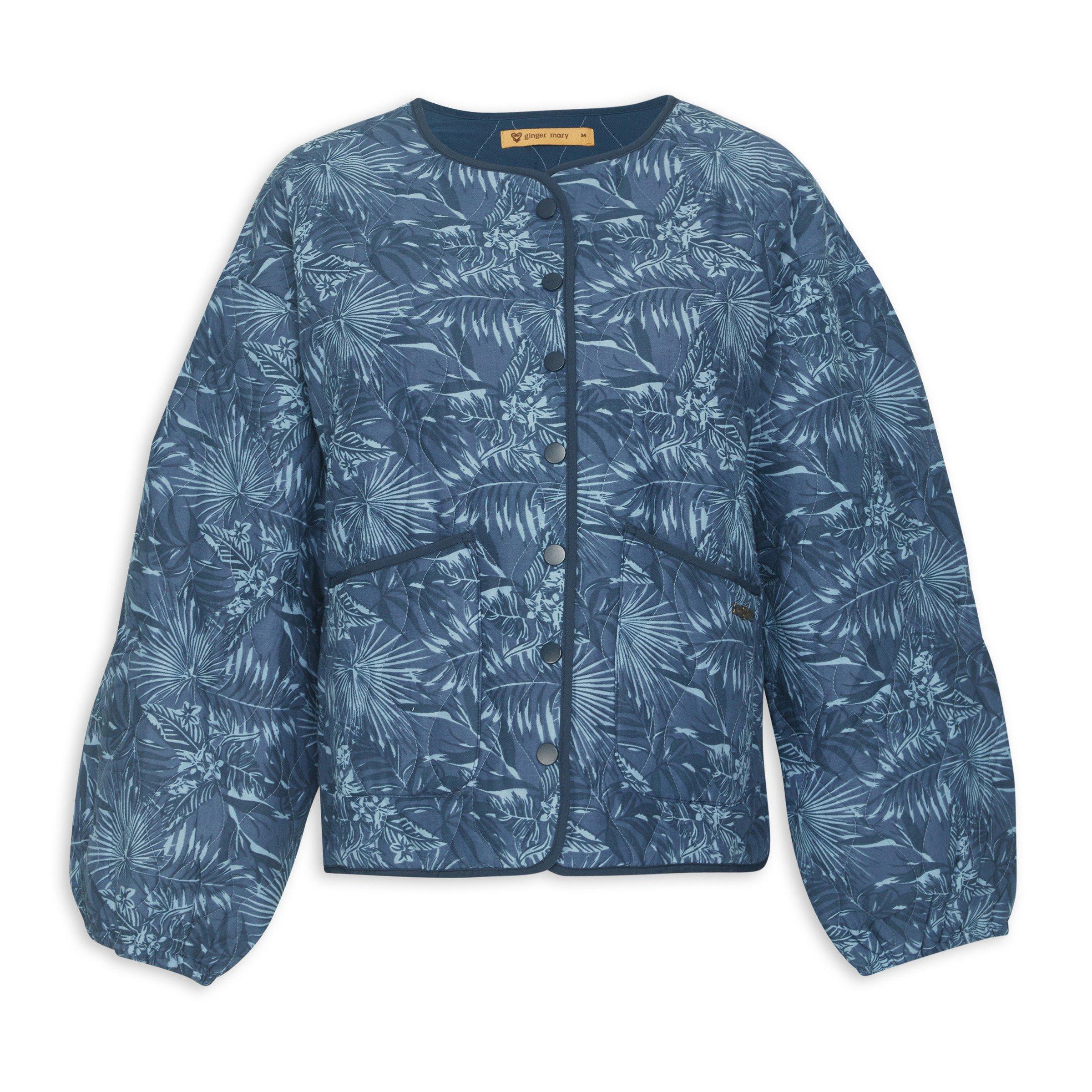 Blue Quilted Leaf Print Jacket (3209149) | Ginger Mary