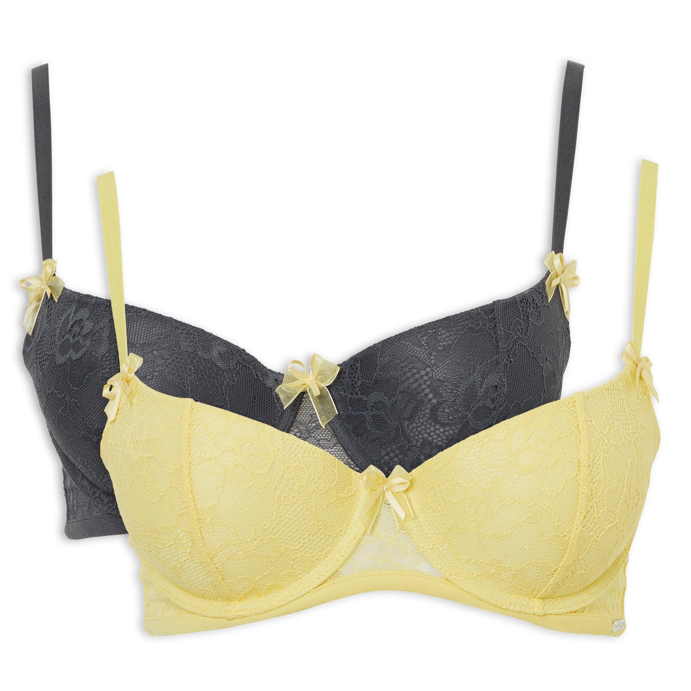 2-pack Yellow and Grey Padded Bras (3209609) | Hey Betty