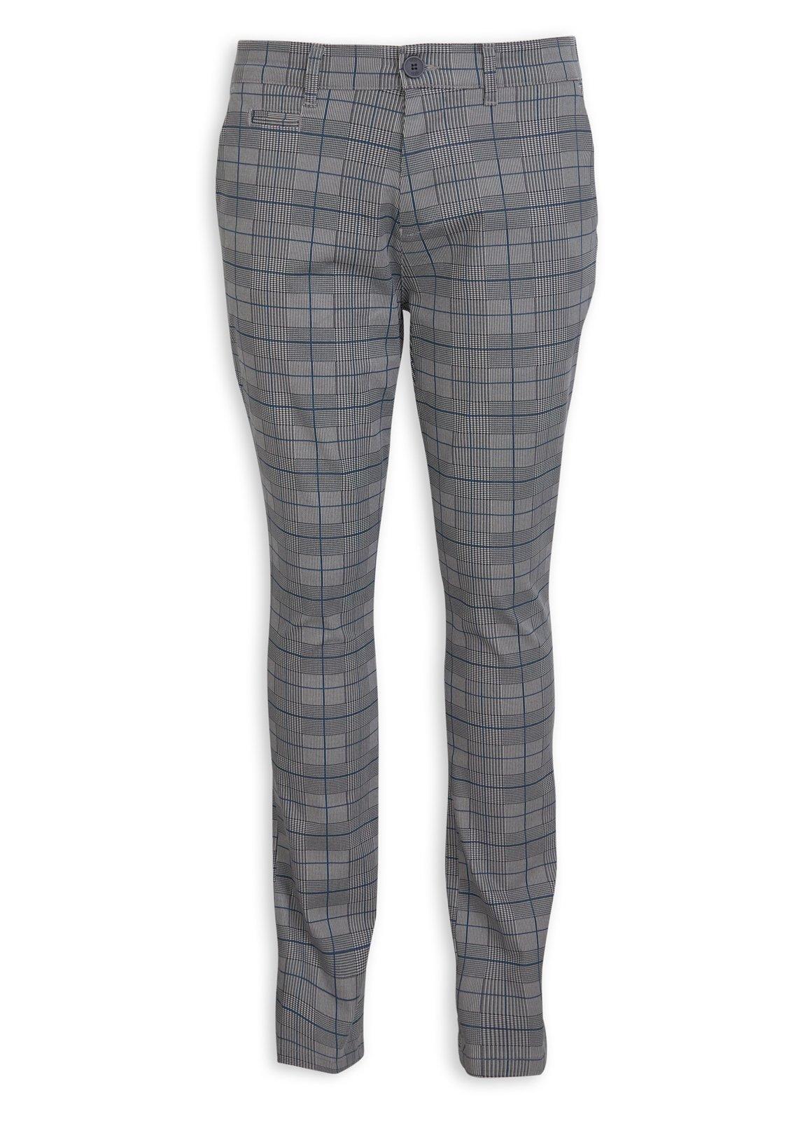 Grey Check Skinny Pants (3210091) | UZZI