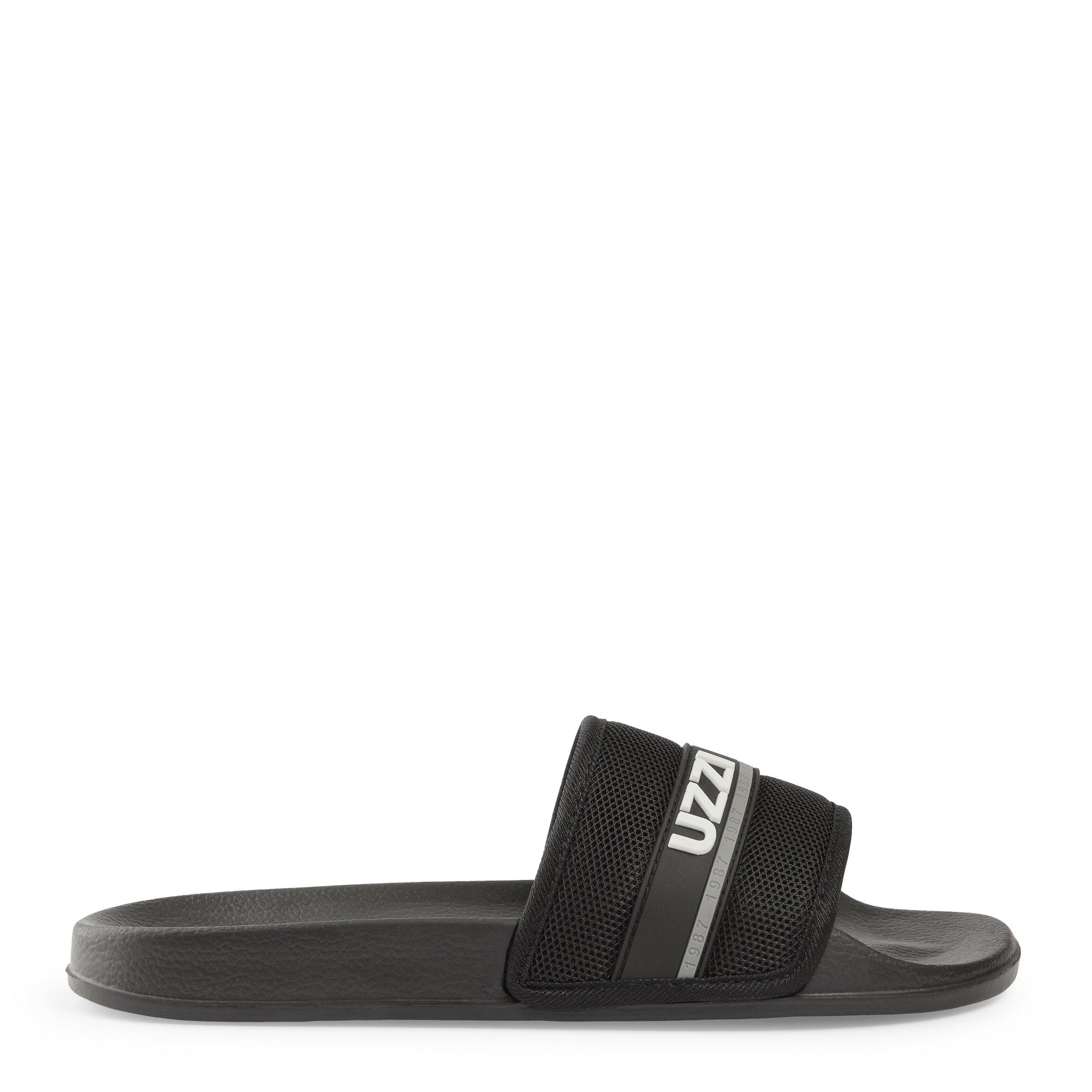 Black Mesh Rubber Strip Pool Sandal (3210094) | UZZI