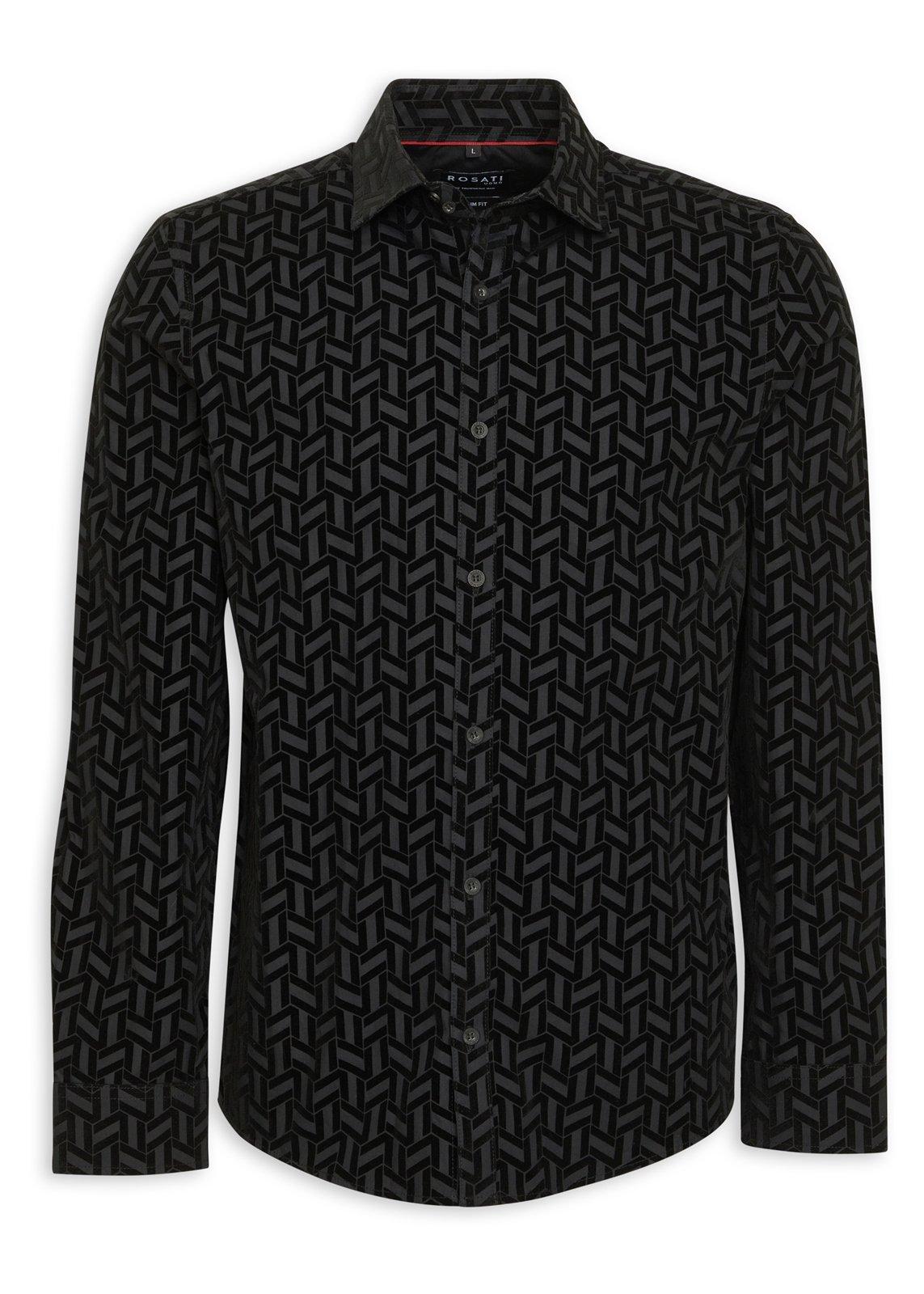 Black Flock Print Shirt (3210399) | Rosati Uomo