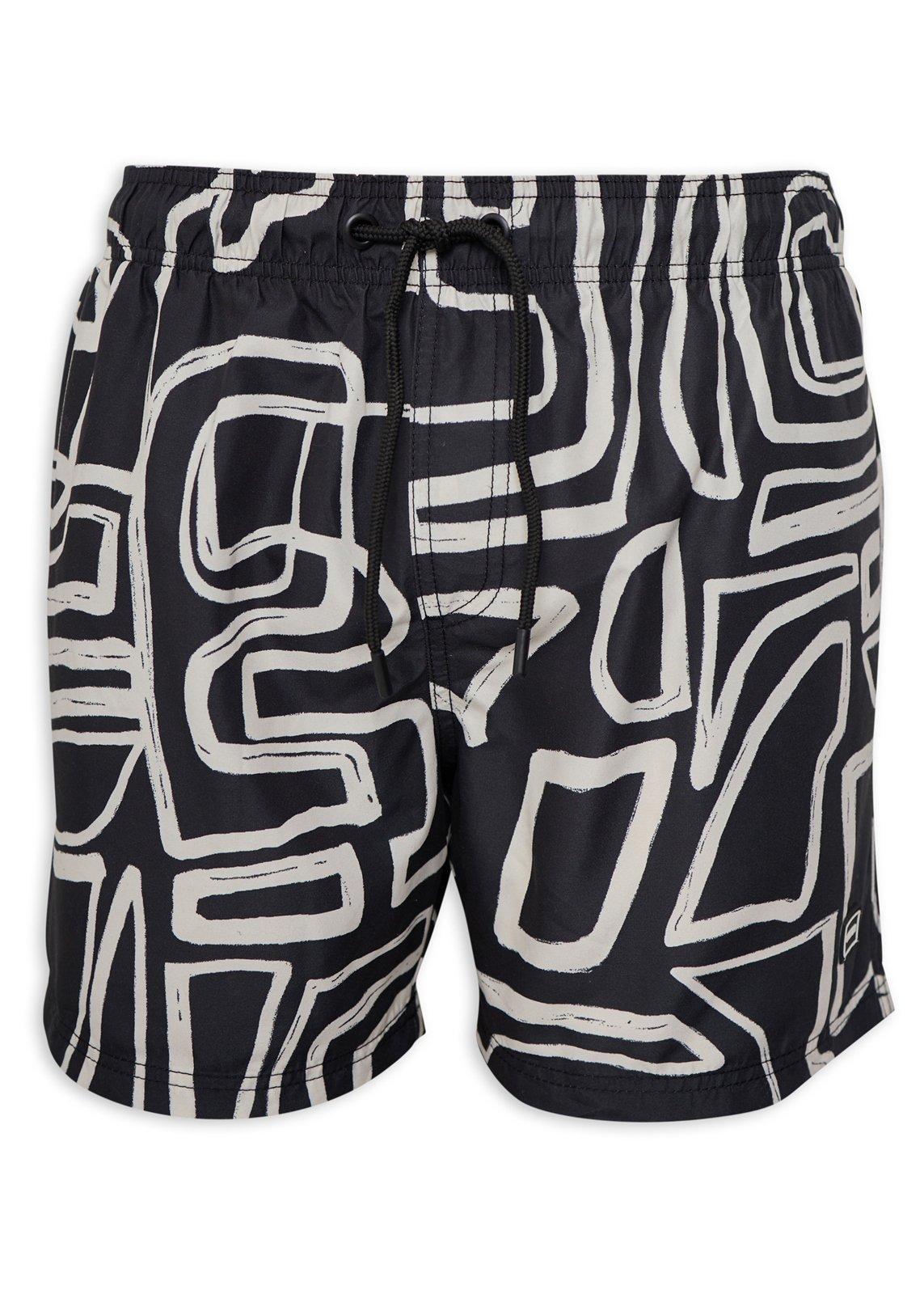 Black Abstract Print Swim Shorts (3210617) | UZZI