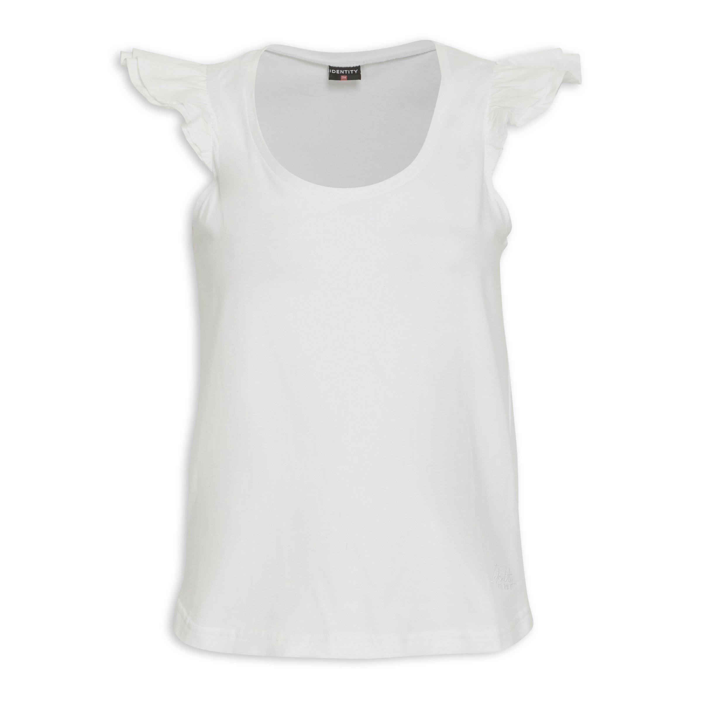 White Flutter Sleeve Top (3211265) | Identity