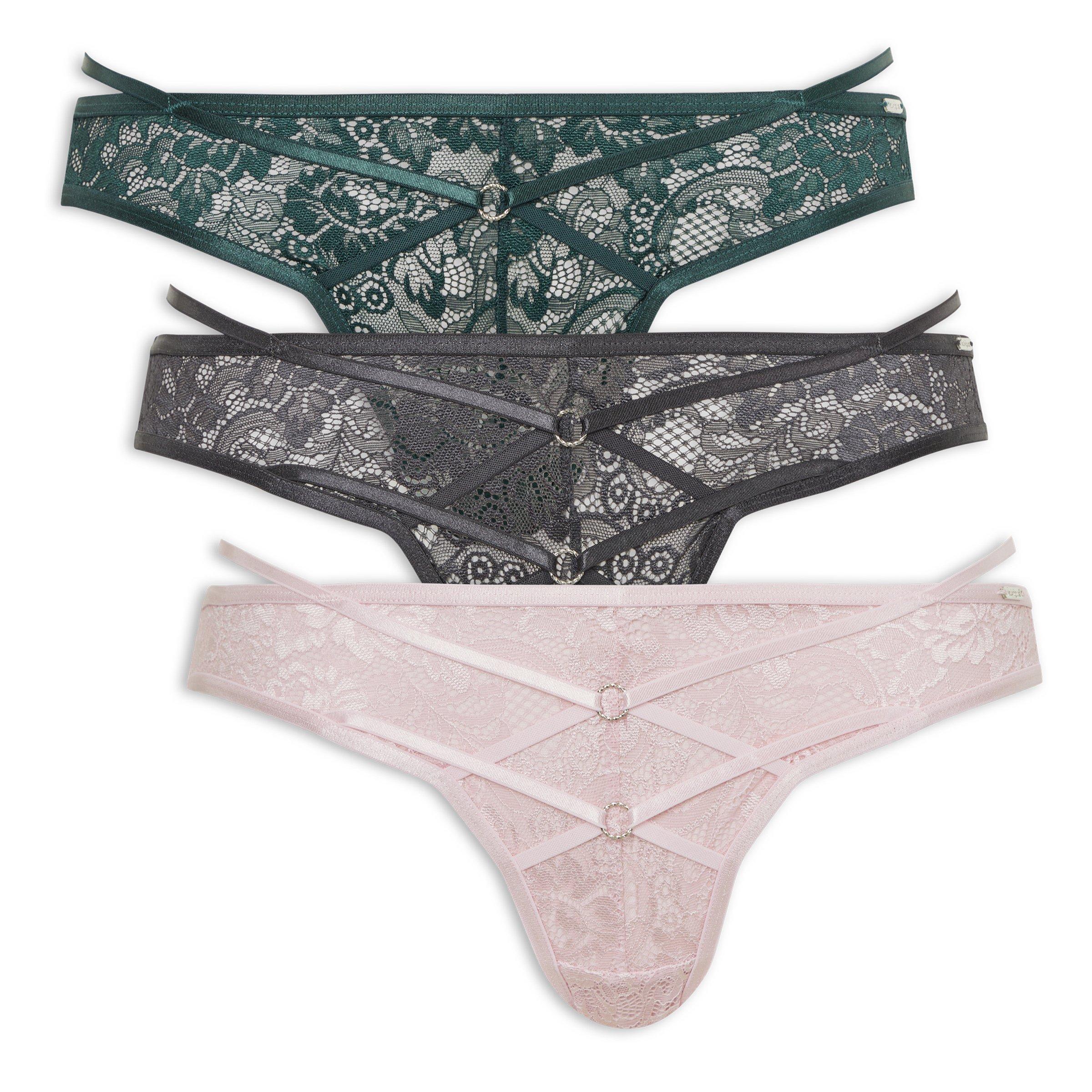 3-pack Pink Brazilian Lace Panties (3211289) | Intrigue