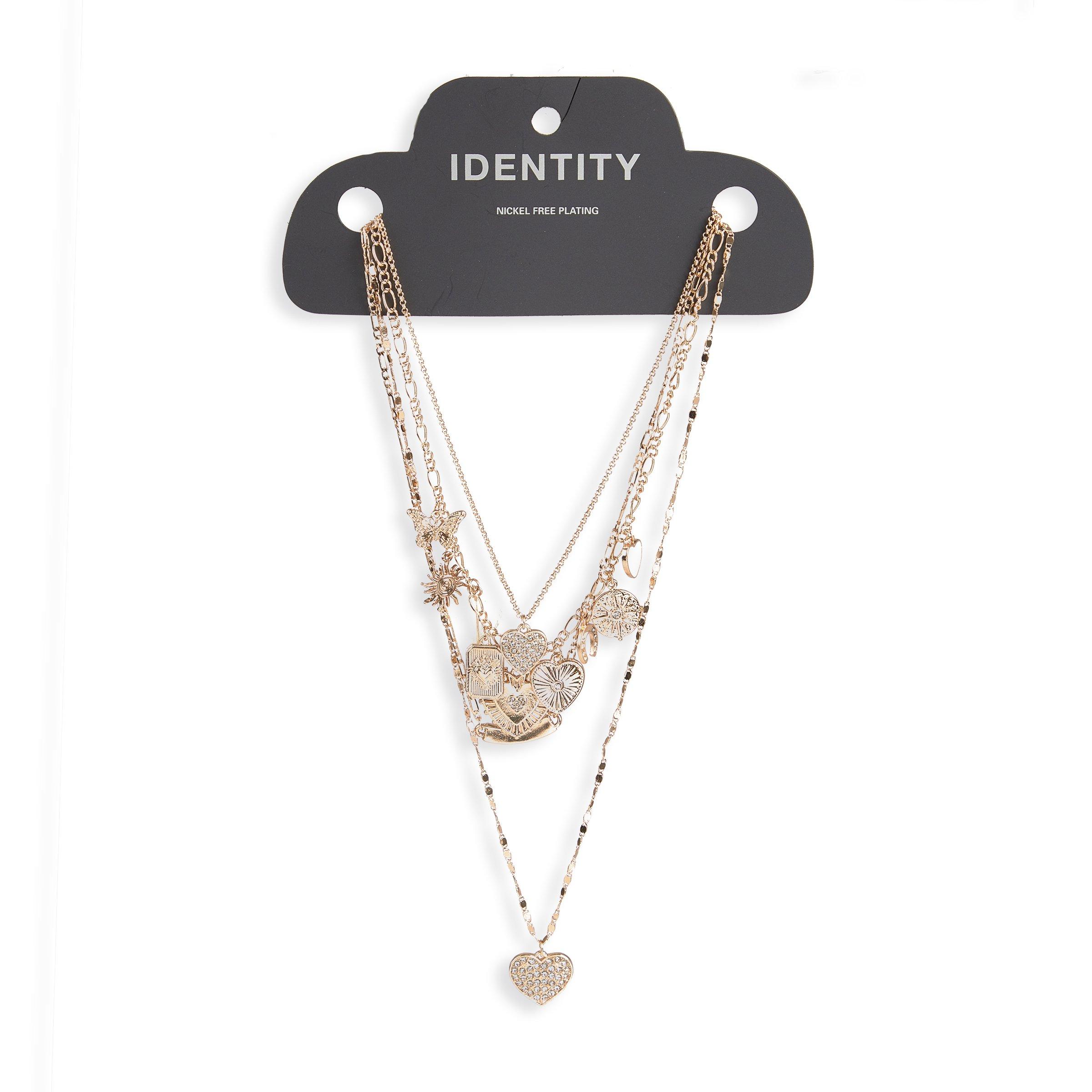 Gold Layered Multi Charm Necklace (3211505) | Identity