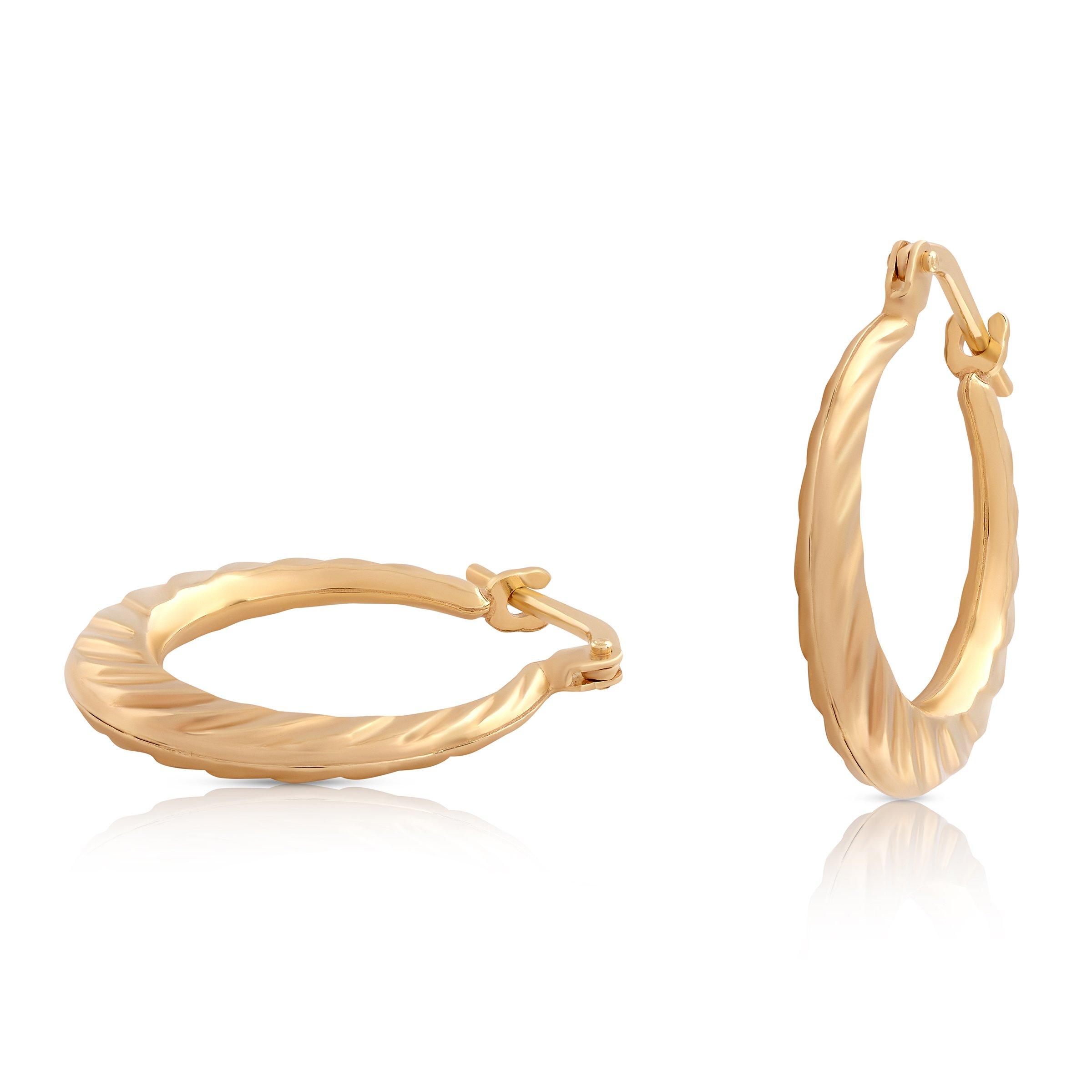 Bonded Gold 18mm Ribbed Ribbed Hoops (3211961) | Bonded Gold