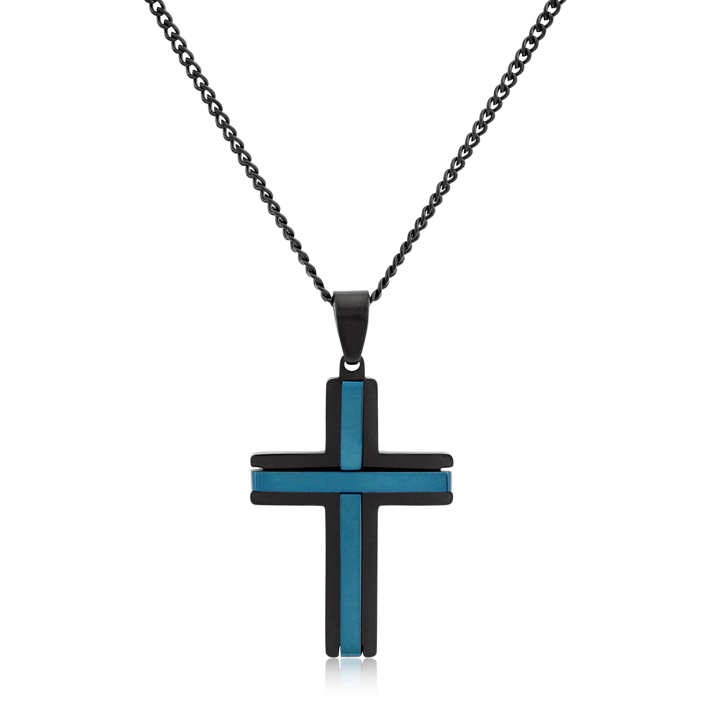 Stainless Steel Black and Blue Cross (3212004) | Stainless Steel