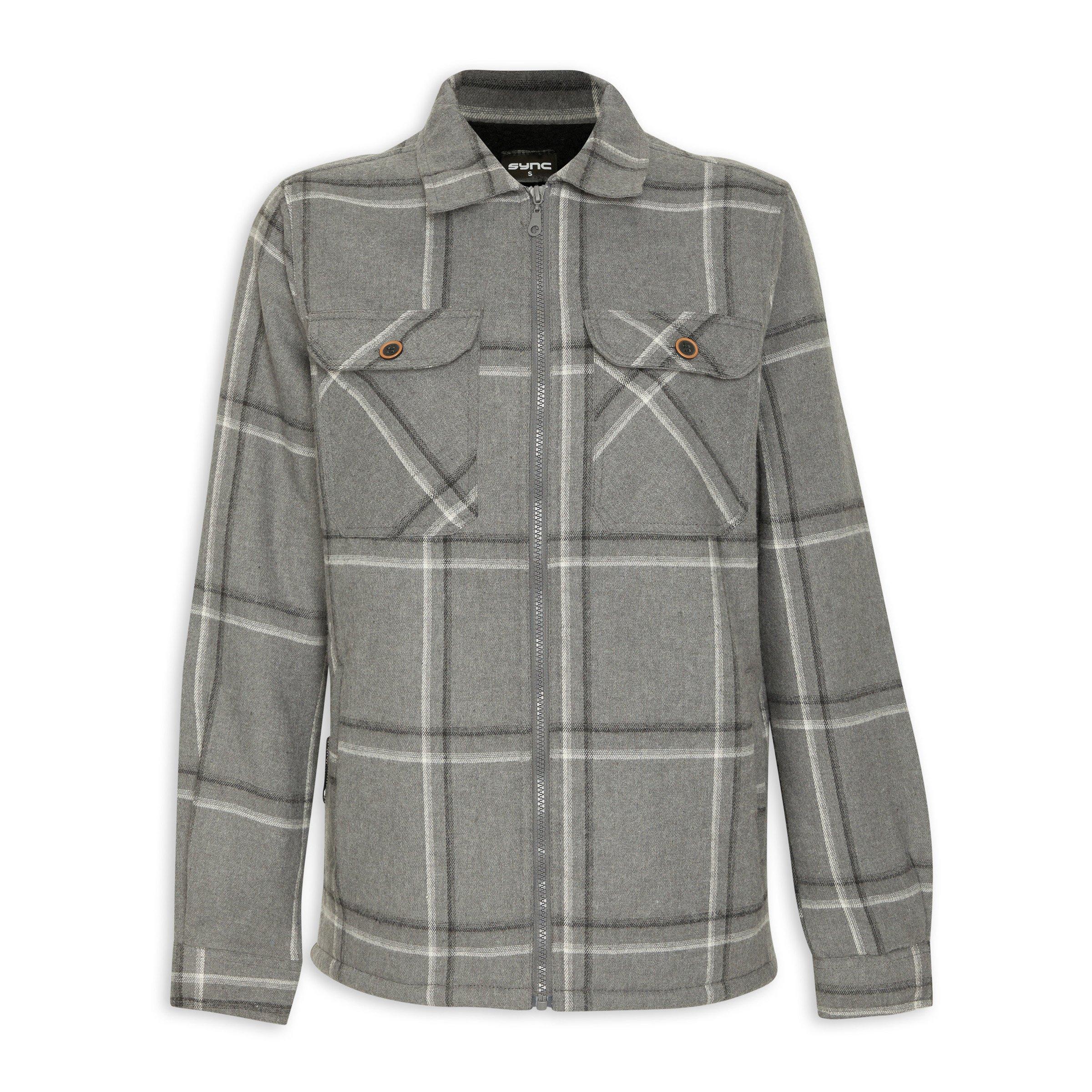 Grey Check Lined Shacket (3212006) | Identity X Sync