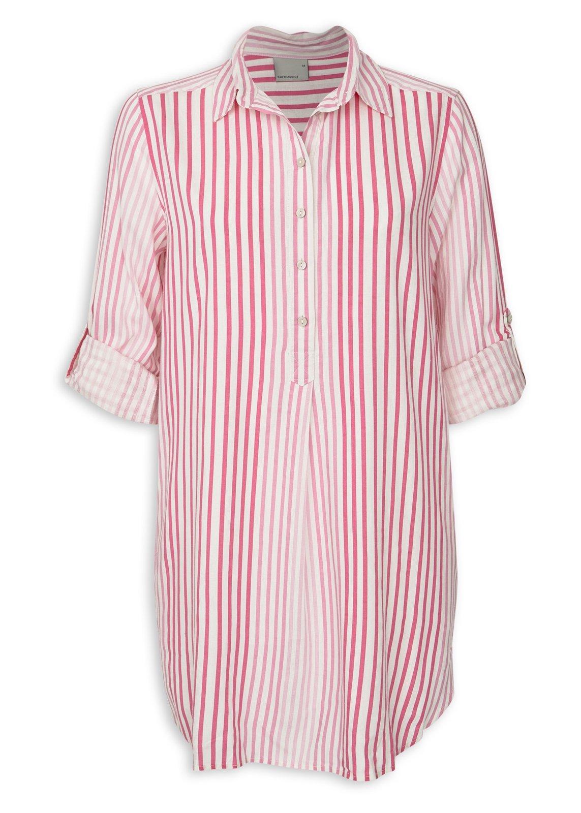Pink Stripe Linen Blend Shirt (3212212) | Earthaddict