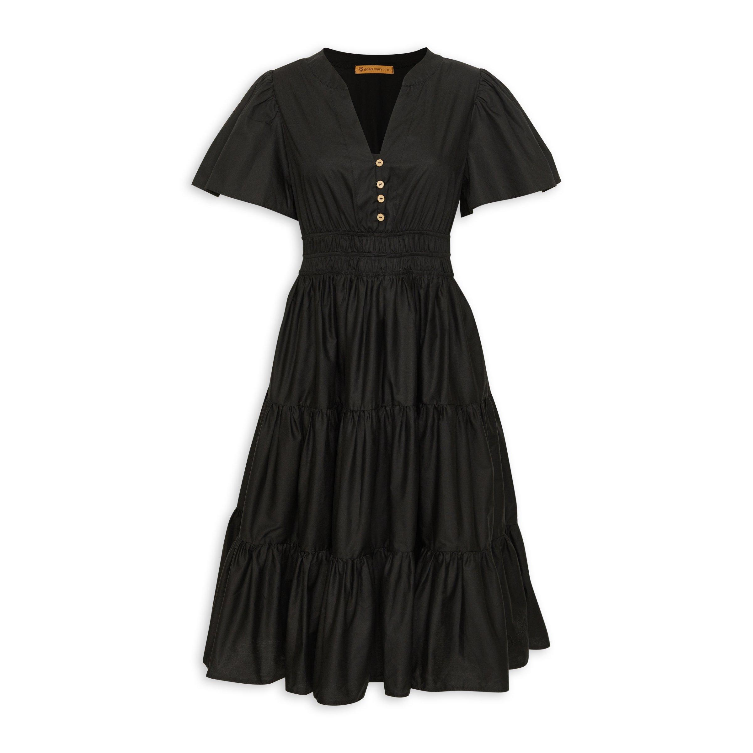 Black Tiered Fit and Flare Dress (3212270) | Ginger Mary