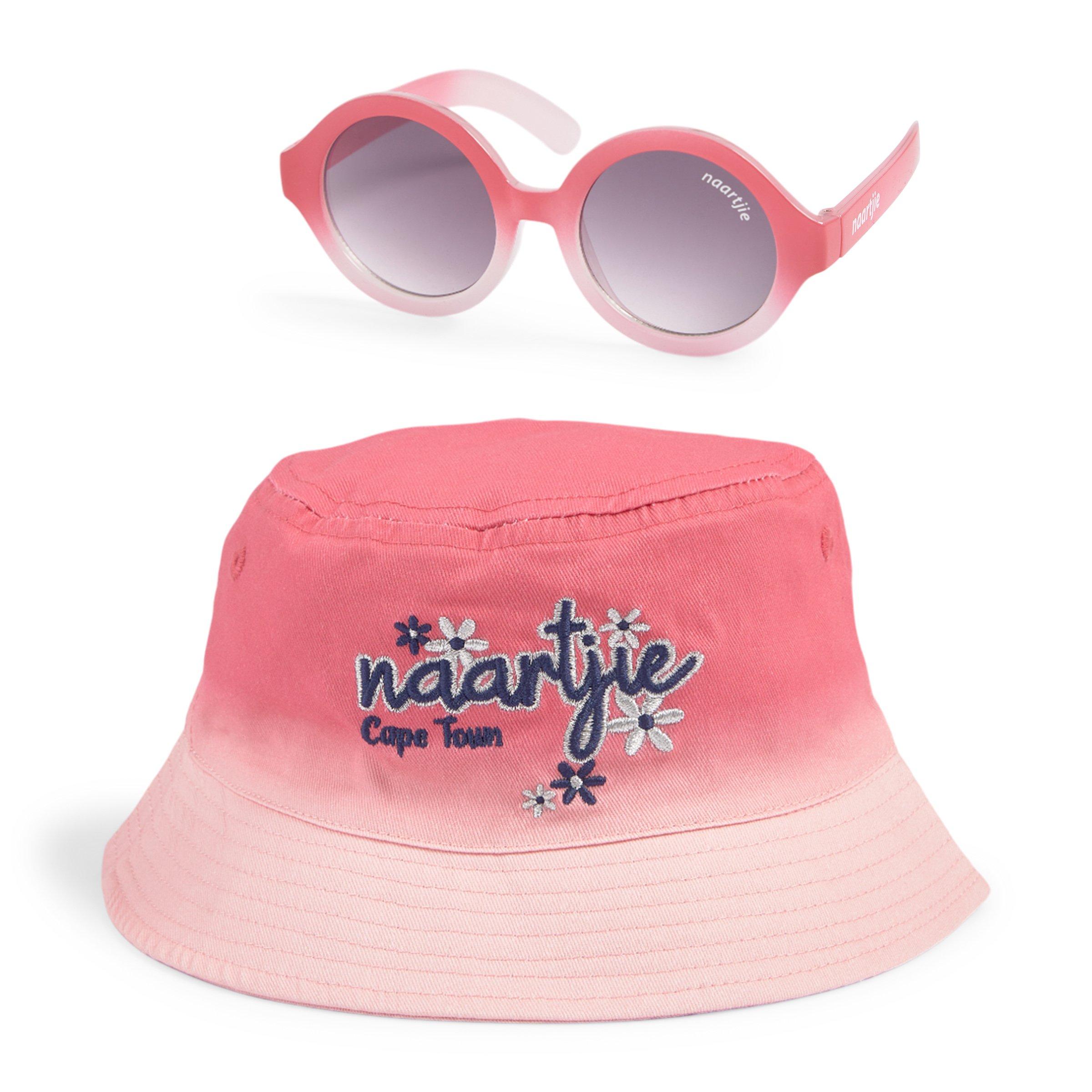Girls Pink Bucket Hat and Sunglasses Set (3212978) | Naartjie