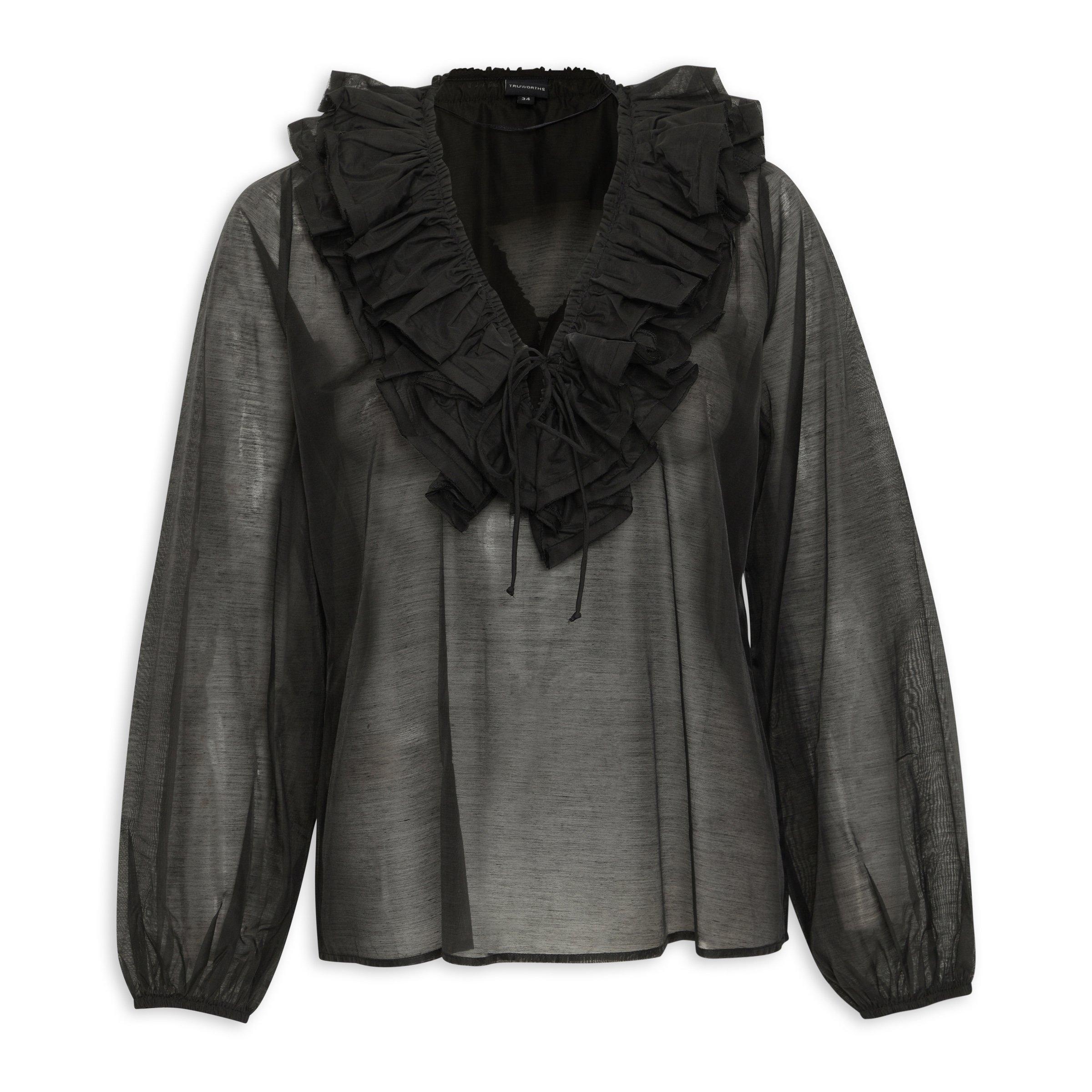 Black Ruffle Neck Blouse (3213395) | Truworths