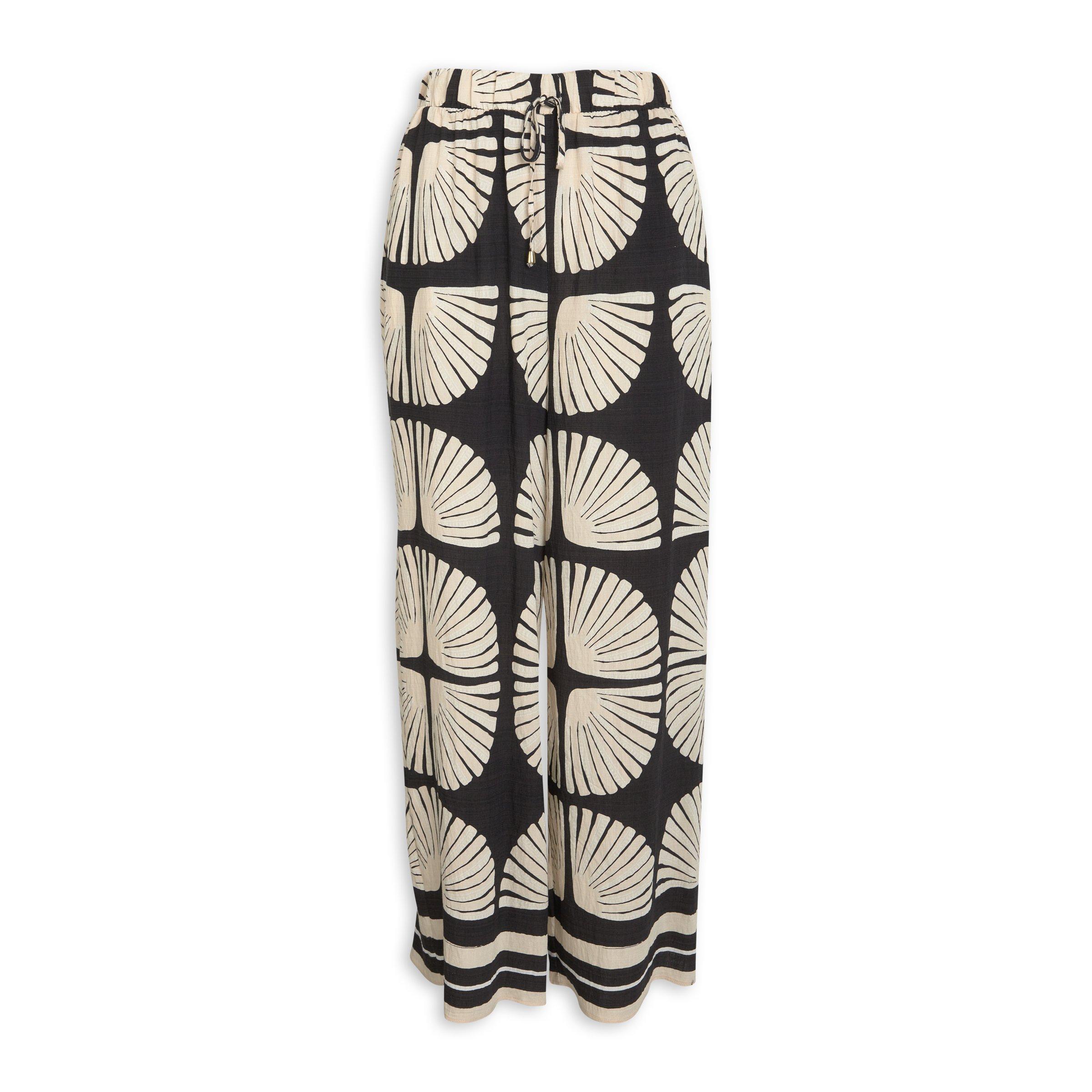 Black and Beige Geometric Print Pants (3213614) | LTD Woman