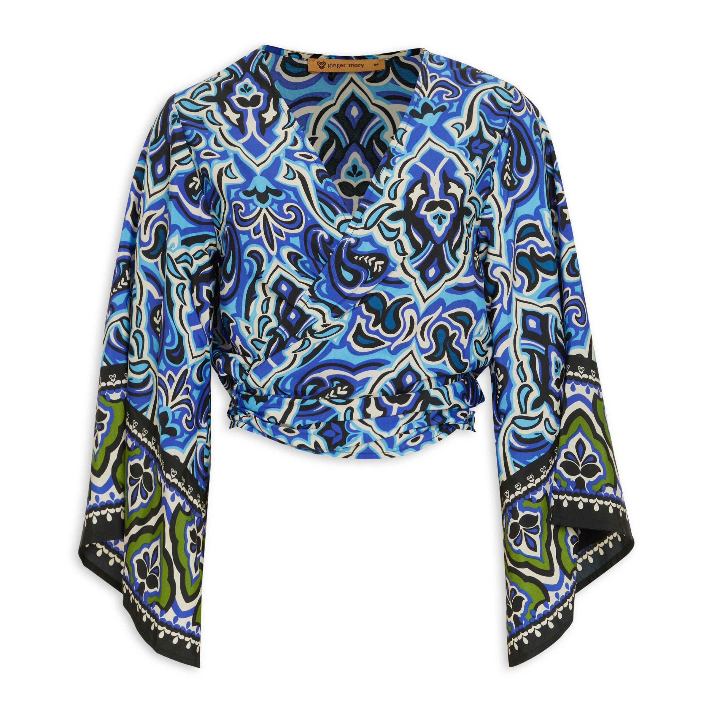 Blues Paisley Print Wrap Top (3213818) | Ginger Mary