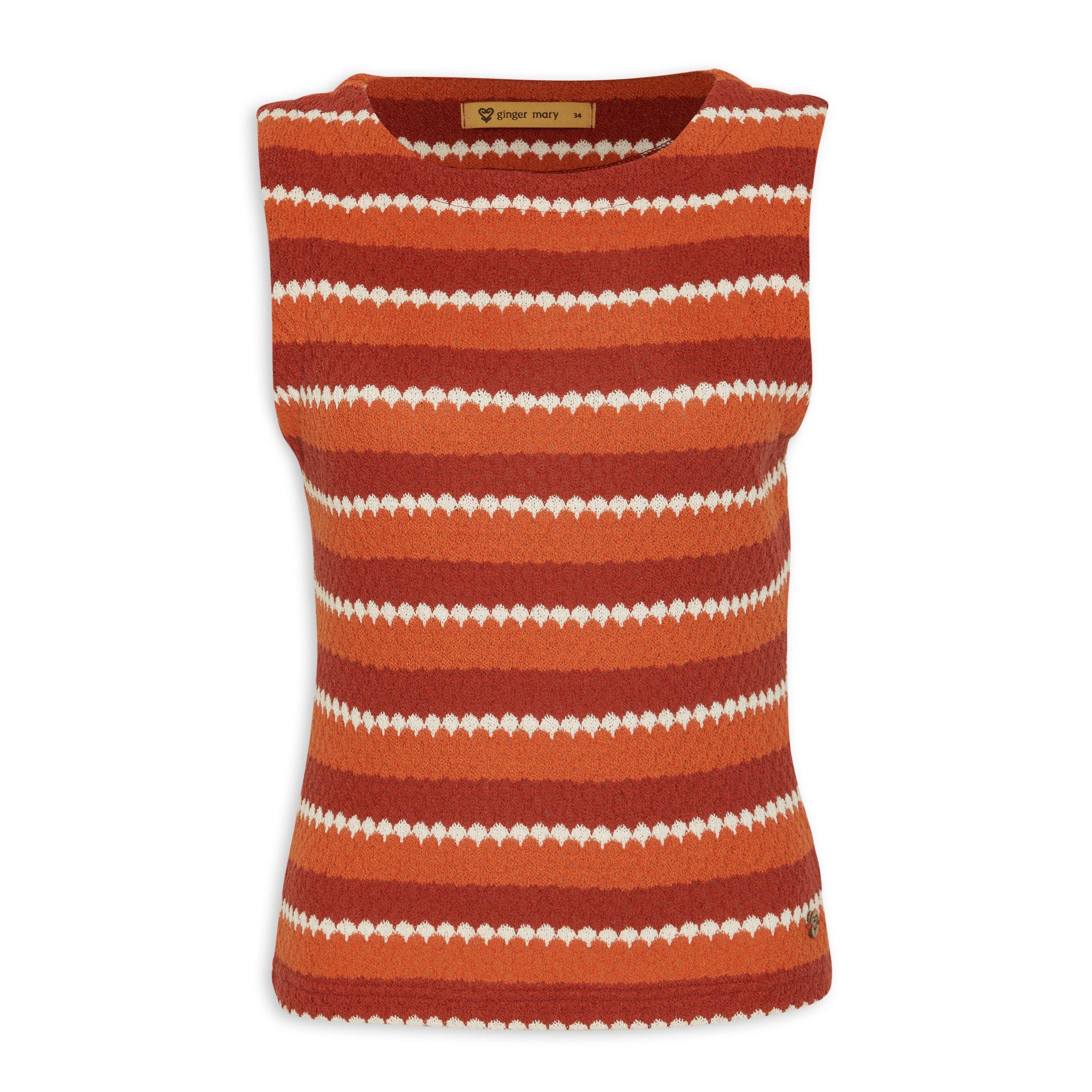 Orange Striped Textured Top (3213819) | Ginger Mary