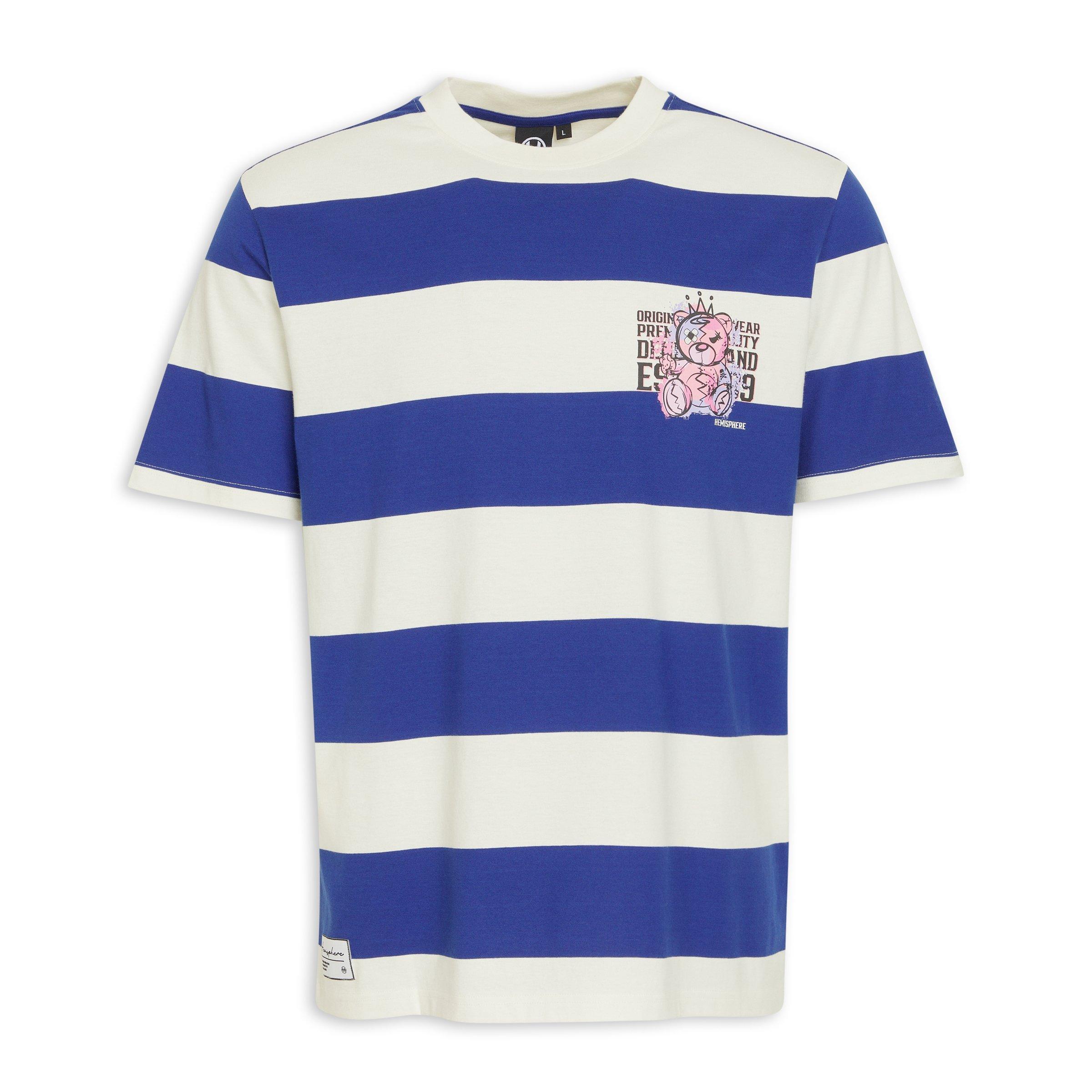 Petrol Blue Striped T-shirt (3214081) | Hemisphere