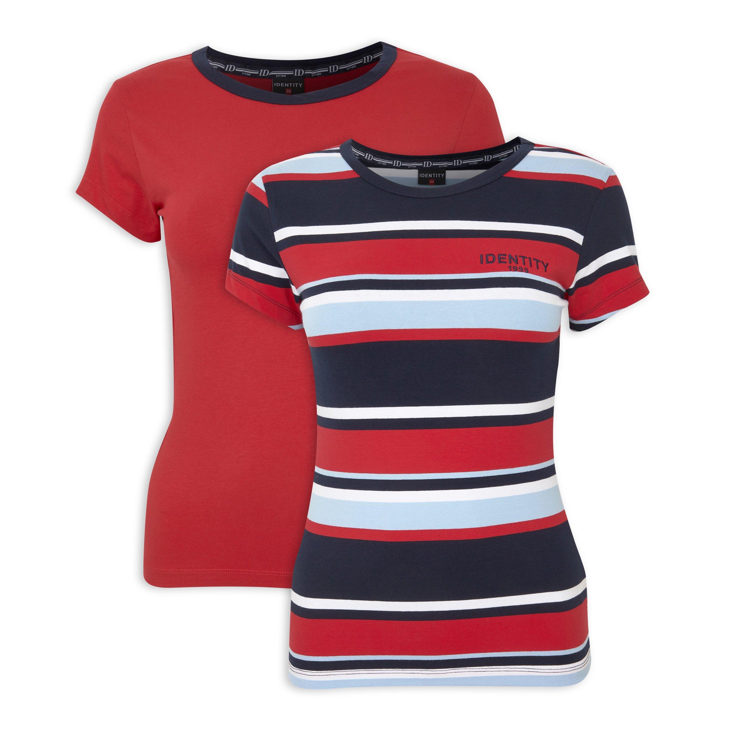 2-pack Red Striped T-shirts (3214385) | Identity