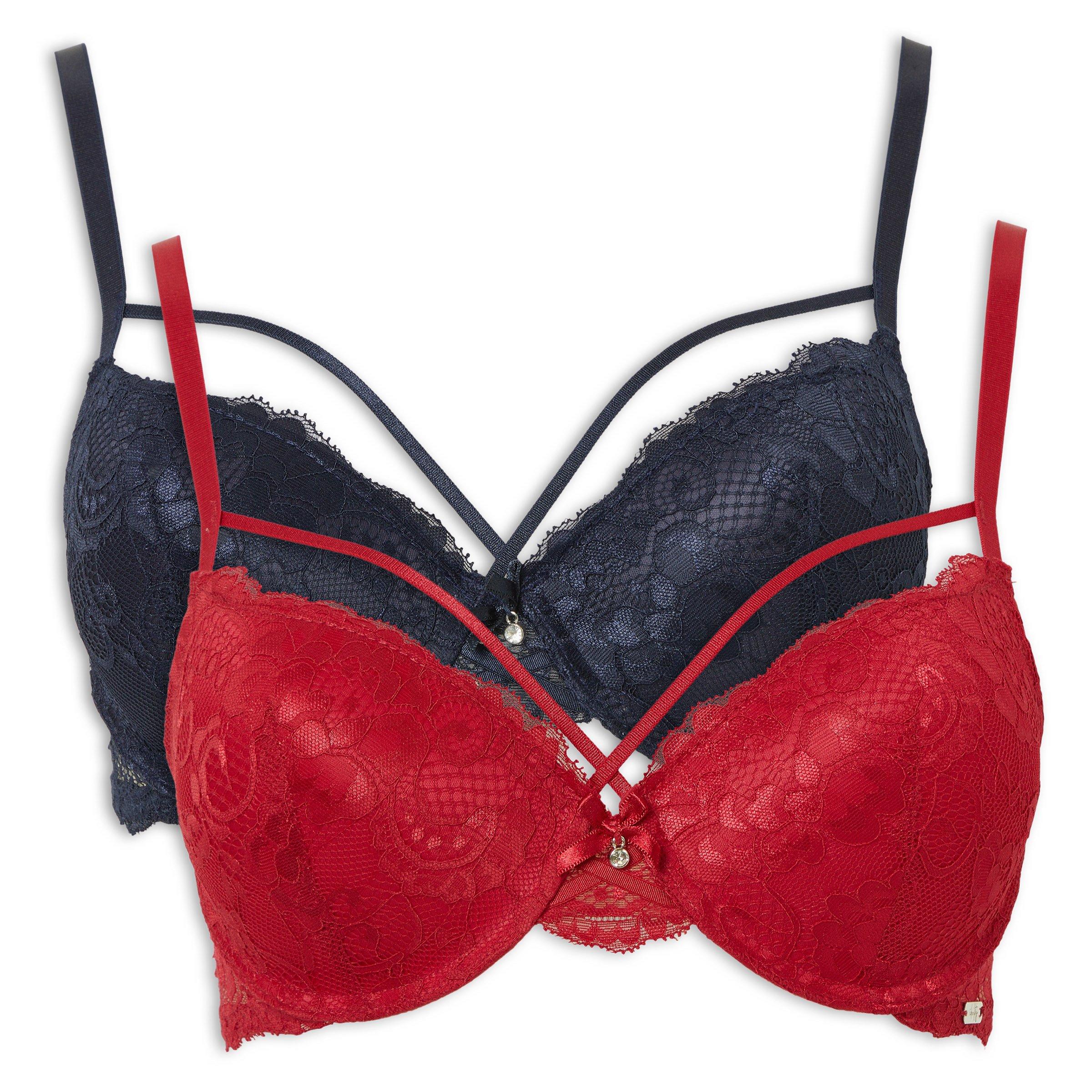 2-pack Red and Navy Push Up Bras (3214853) | Identity