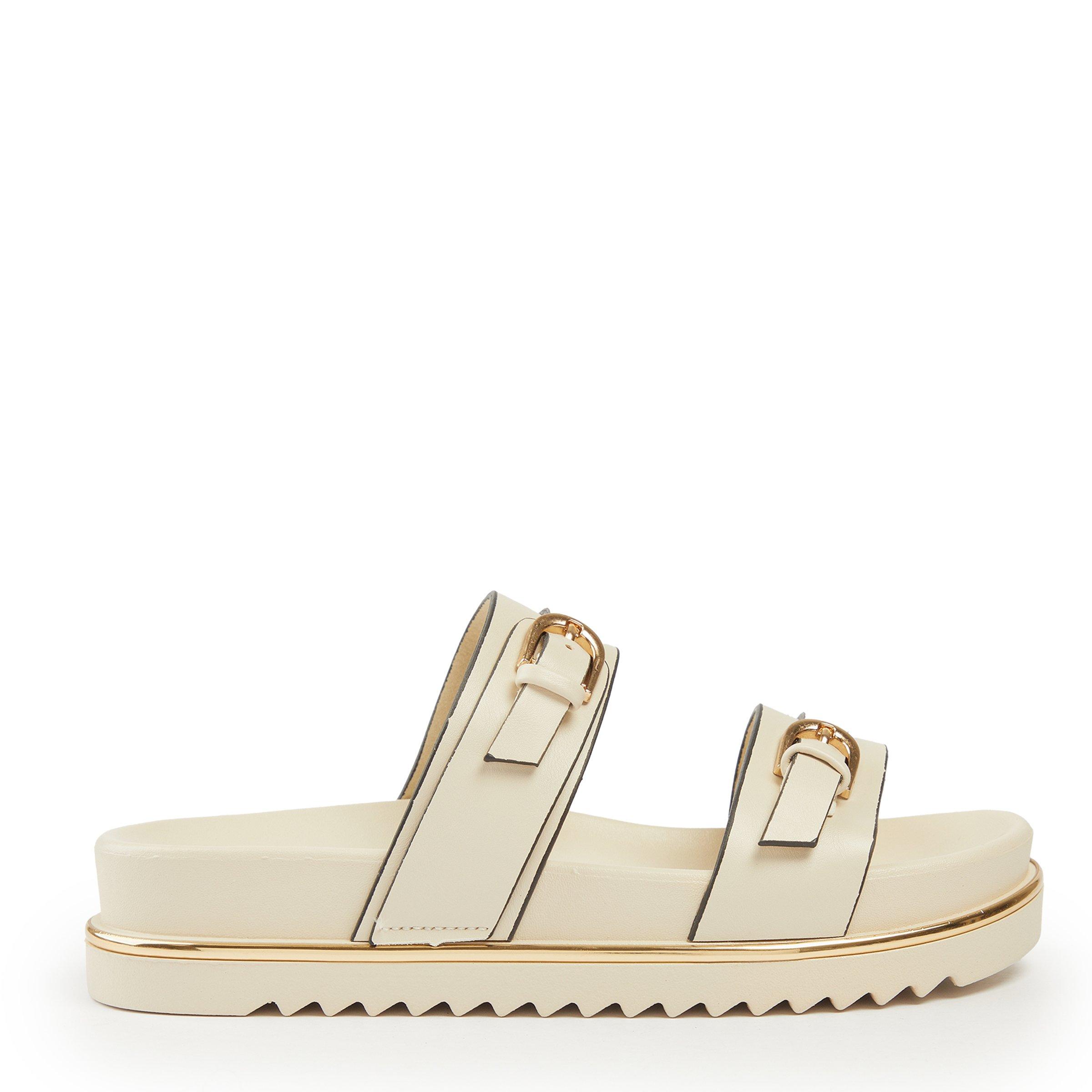Beige and Gold Double Strap Mule Sandals (3214966) | Truworths
