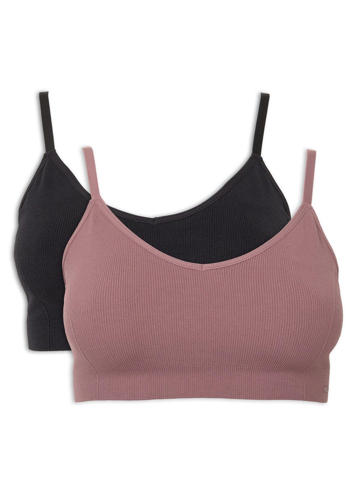 2-pack Pink and Black Crop Top Bras (3215191) | Skiny