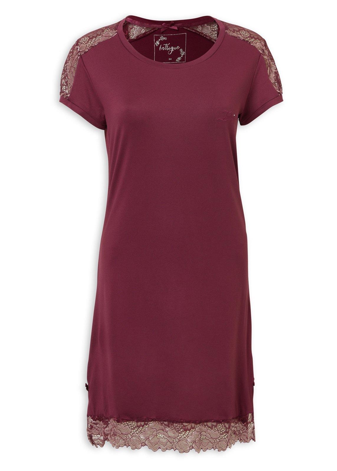 Burgundy Knit Lace Night Dress (3215334) | Intrigue