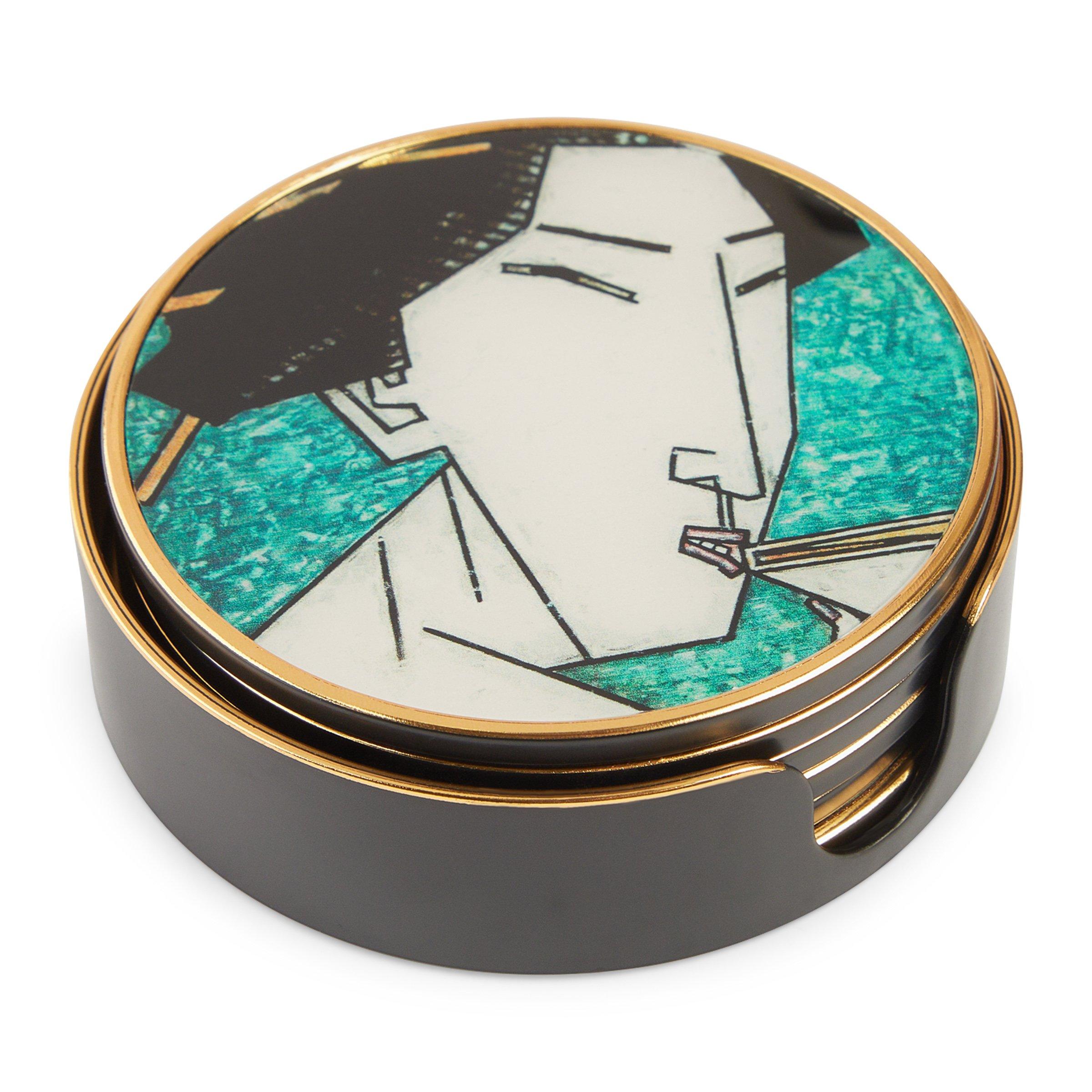 Teal Geisha Girl Coaster Set (3216052) | Loads of Living