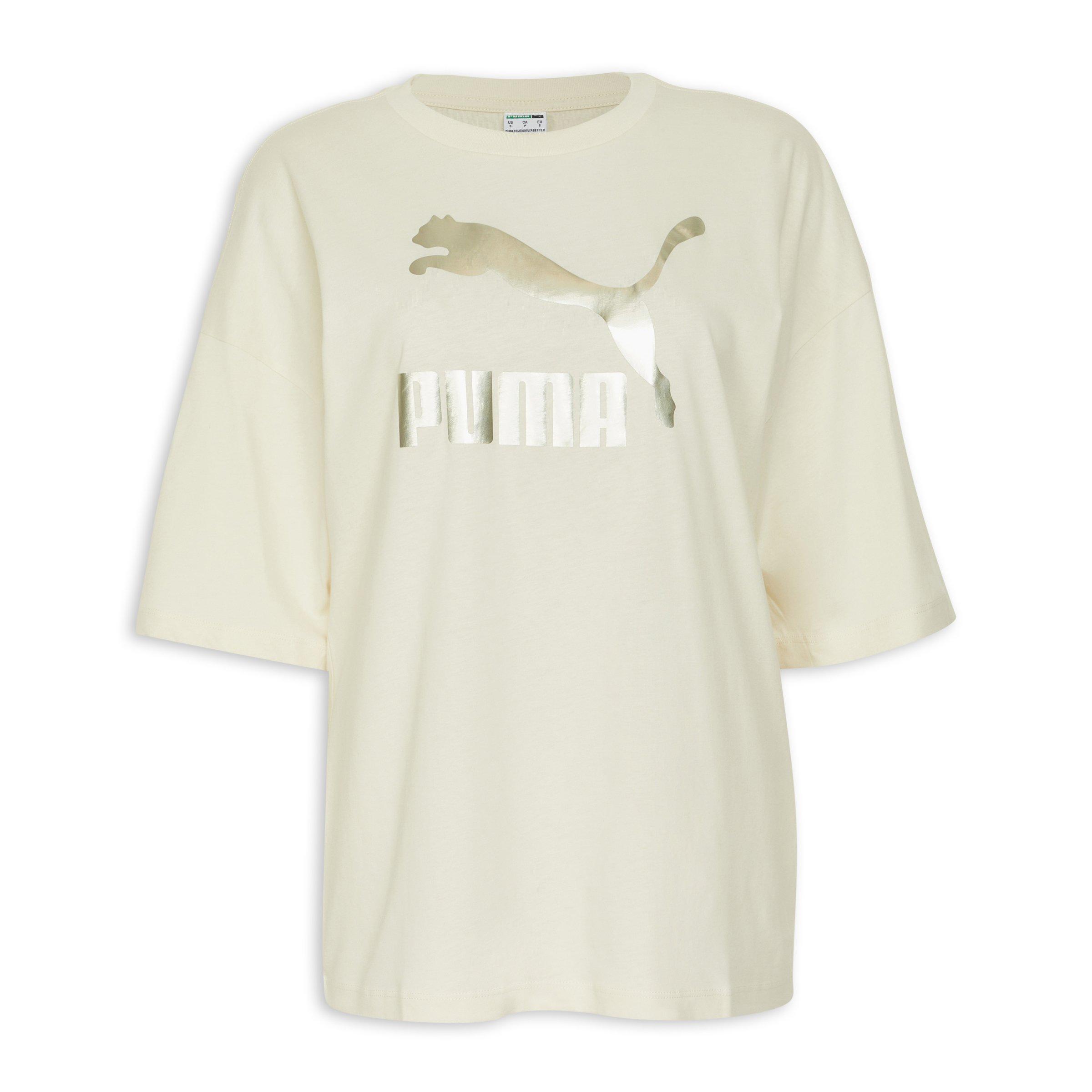Beige Classic Oversized Shiny Logo Tee (3217851) | Puma