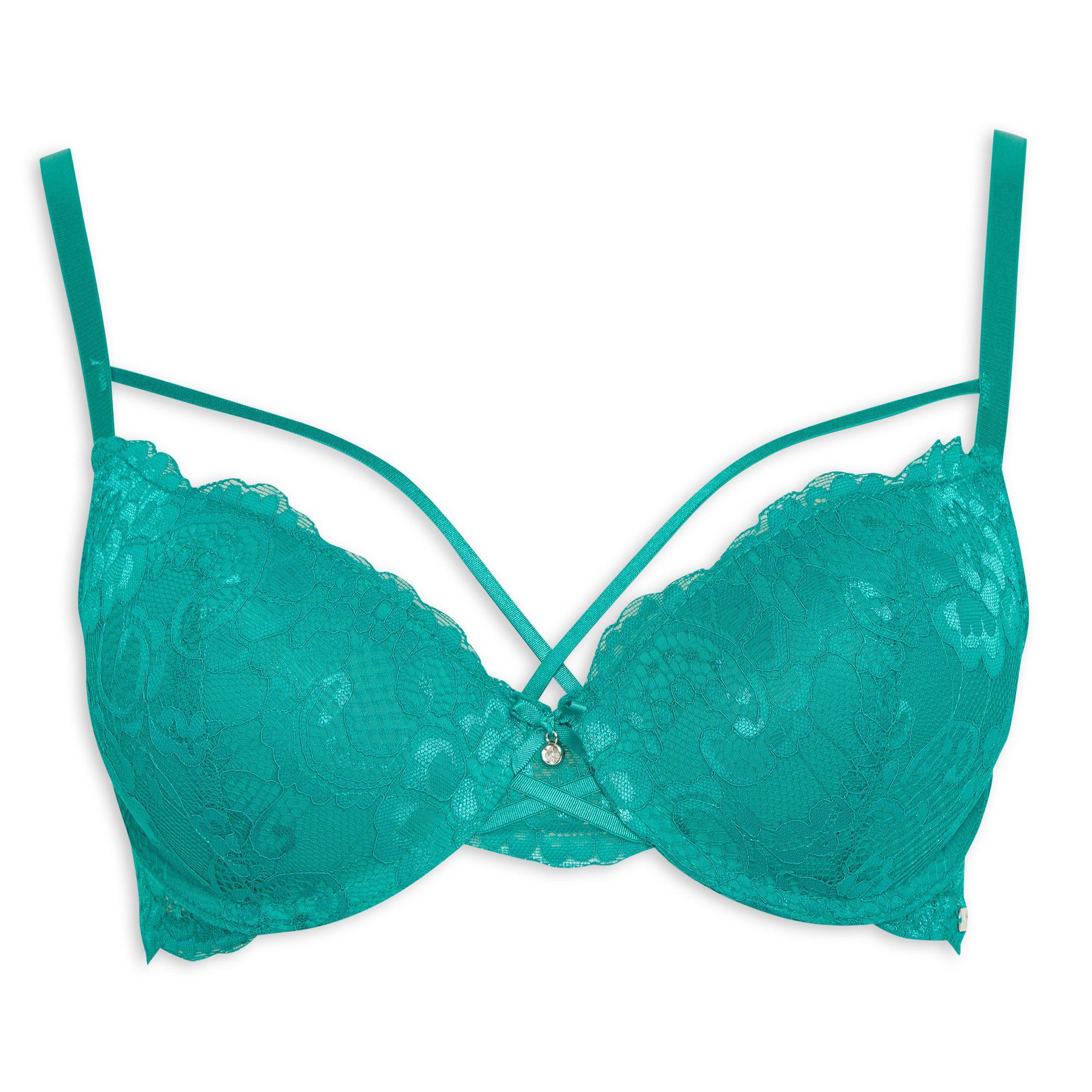 Jade Green Lace Padded Push Up Bra (3218055) | Identity