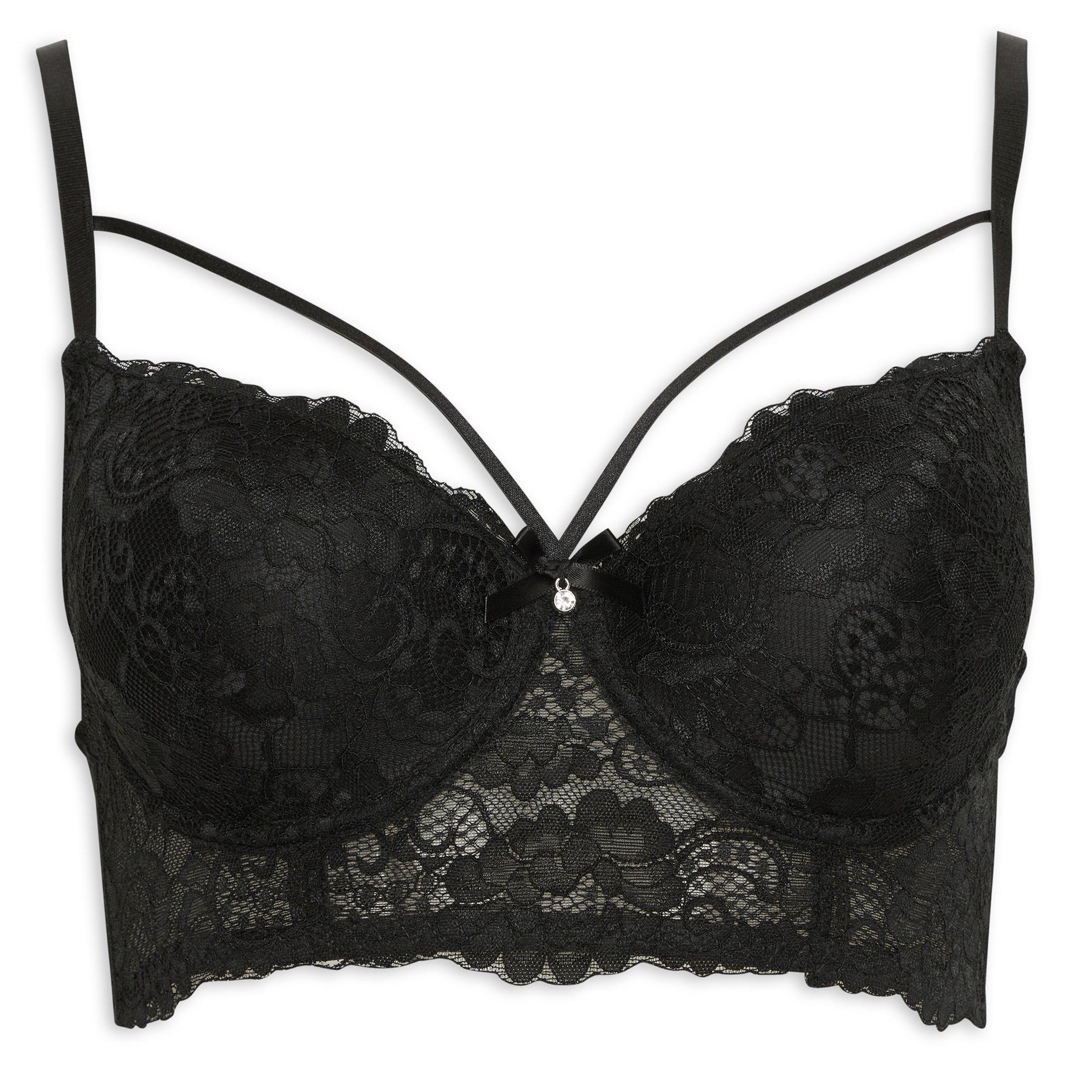 Black Lace Padded Plunge Bra (3218056) | Identity