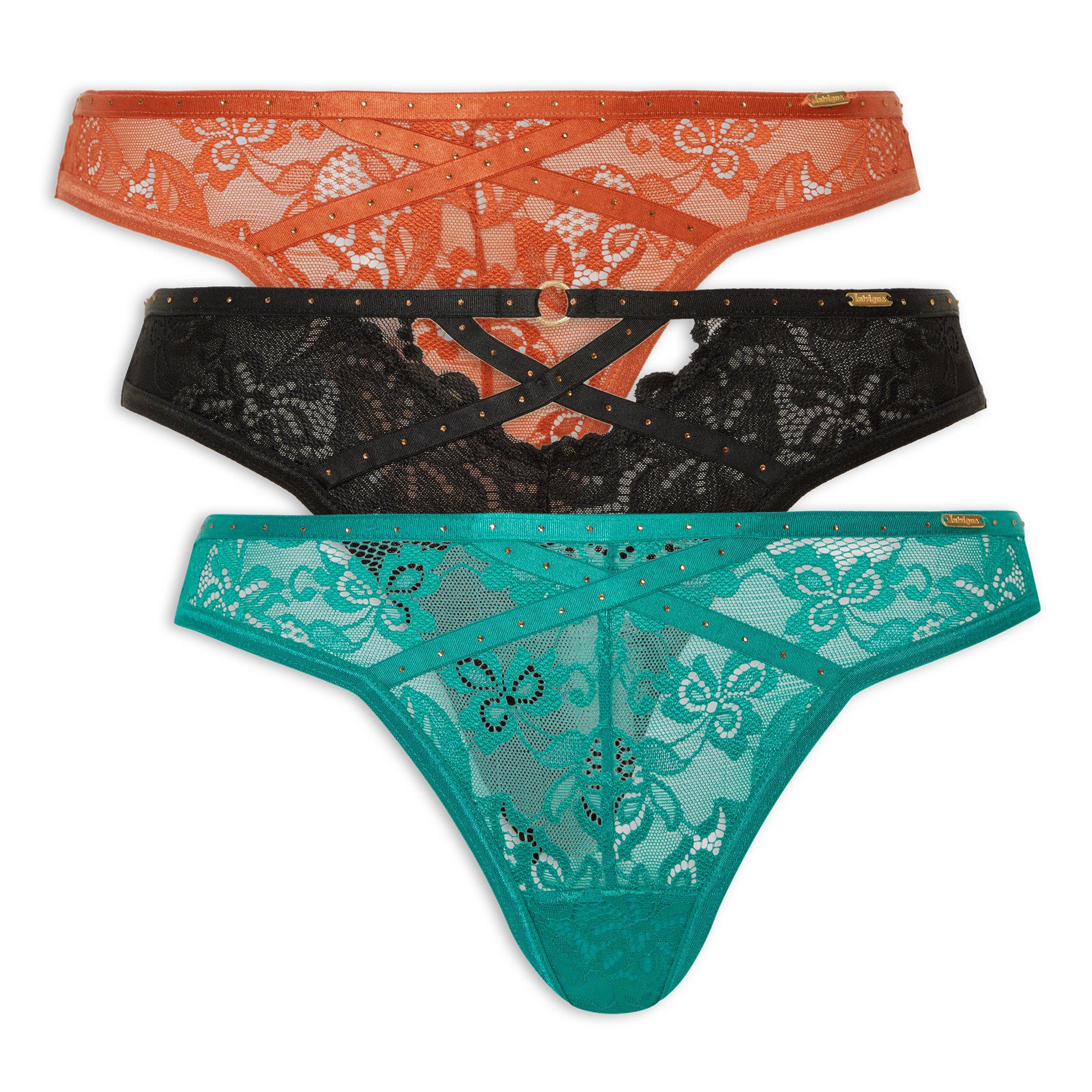 3-pack Green and Orange Lace Thongs (3218266) | Intrigue