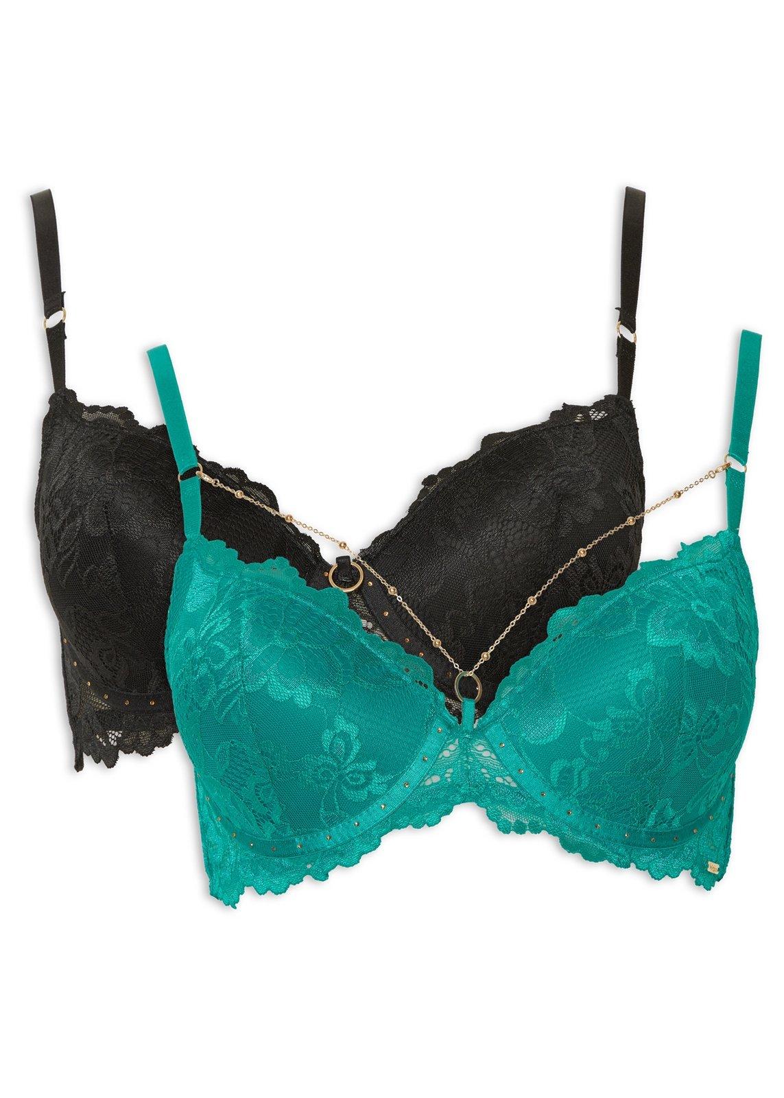 2-pack Green and Black Lace Plunge Bras (3218267) | Intrigue